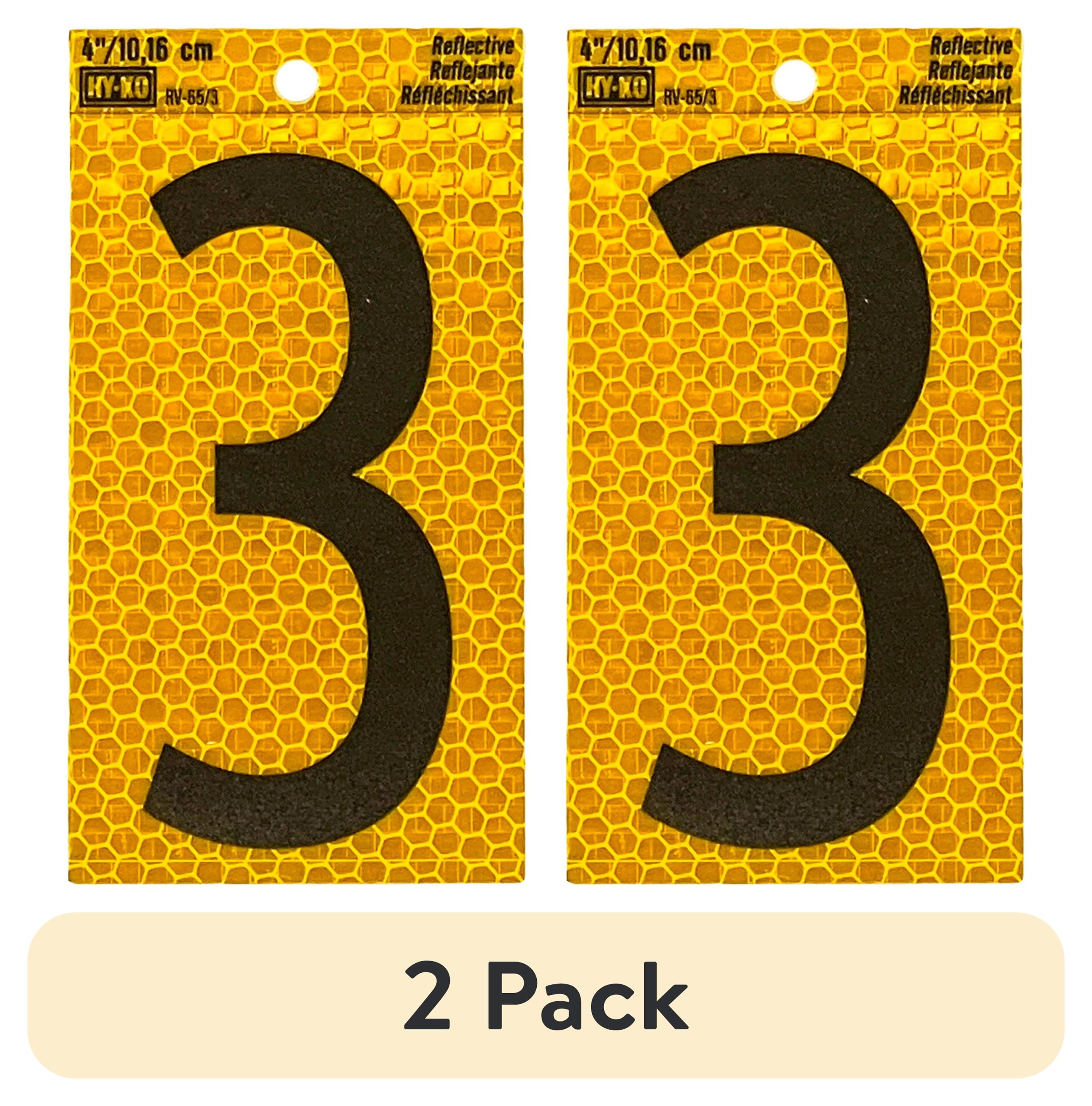 (2 pack) HY-KO 4" Yellow Self-Adhesive Reflective Number 3 - Walmart.com