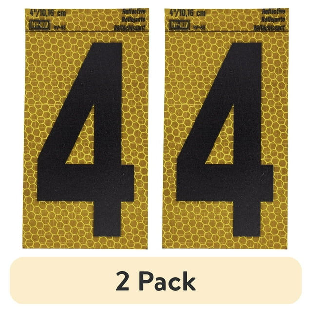 (2 pack) HY-KO 4" Yellow Self-Adhesive Reflective Number 4 - Walmart.com