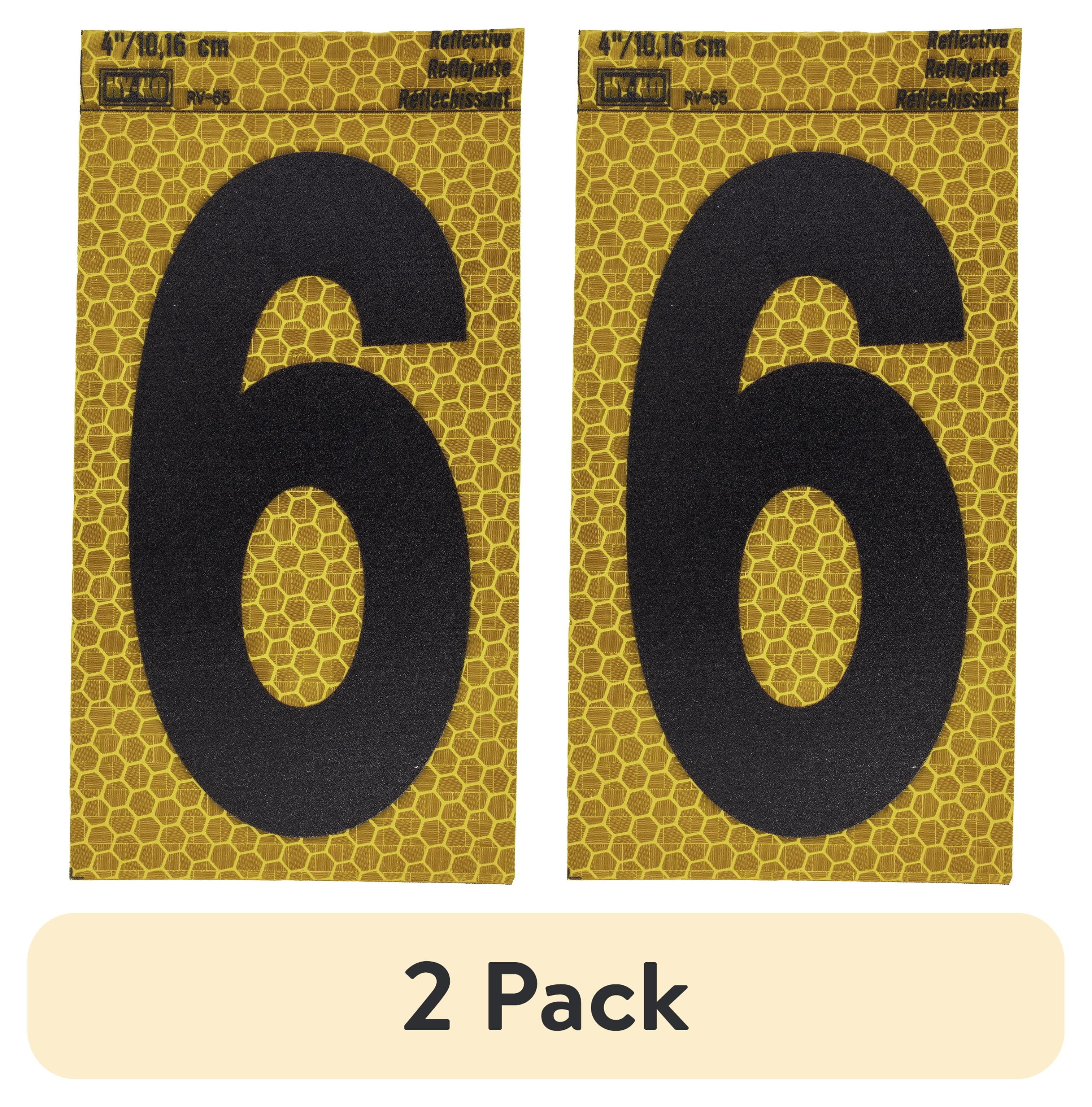 (2 pack) HY-KO 4" Yellow Self-Adhesive Reflective Number 6 - Walmart.com