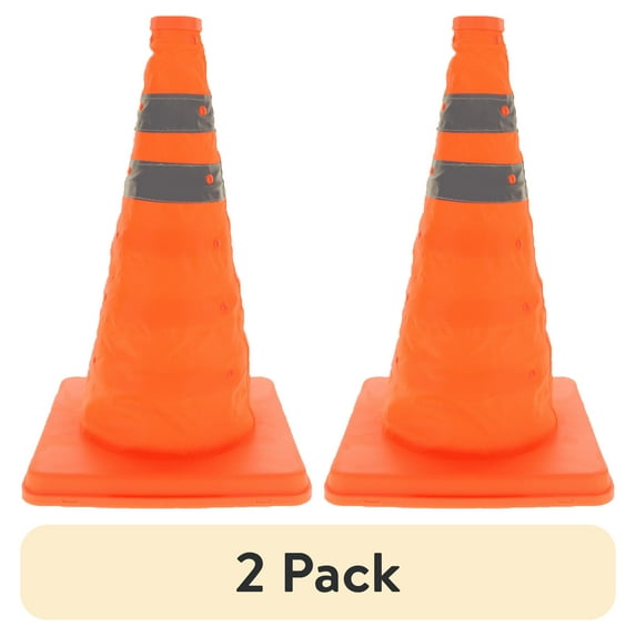 (2 pack) HYPER TOUGH COLLAPSIBLE 12" ORANGE SAFETY CONE WITH REFLECTIVE ...