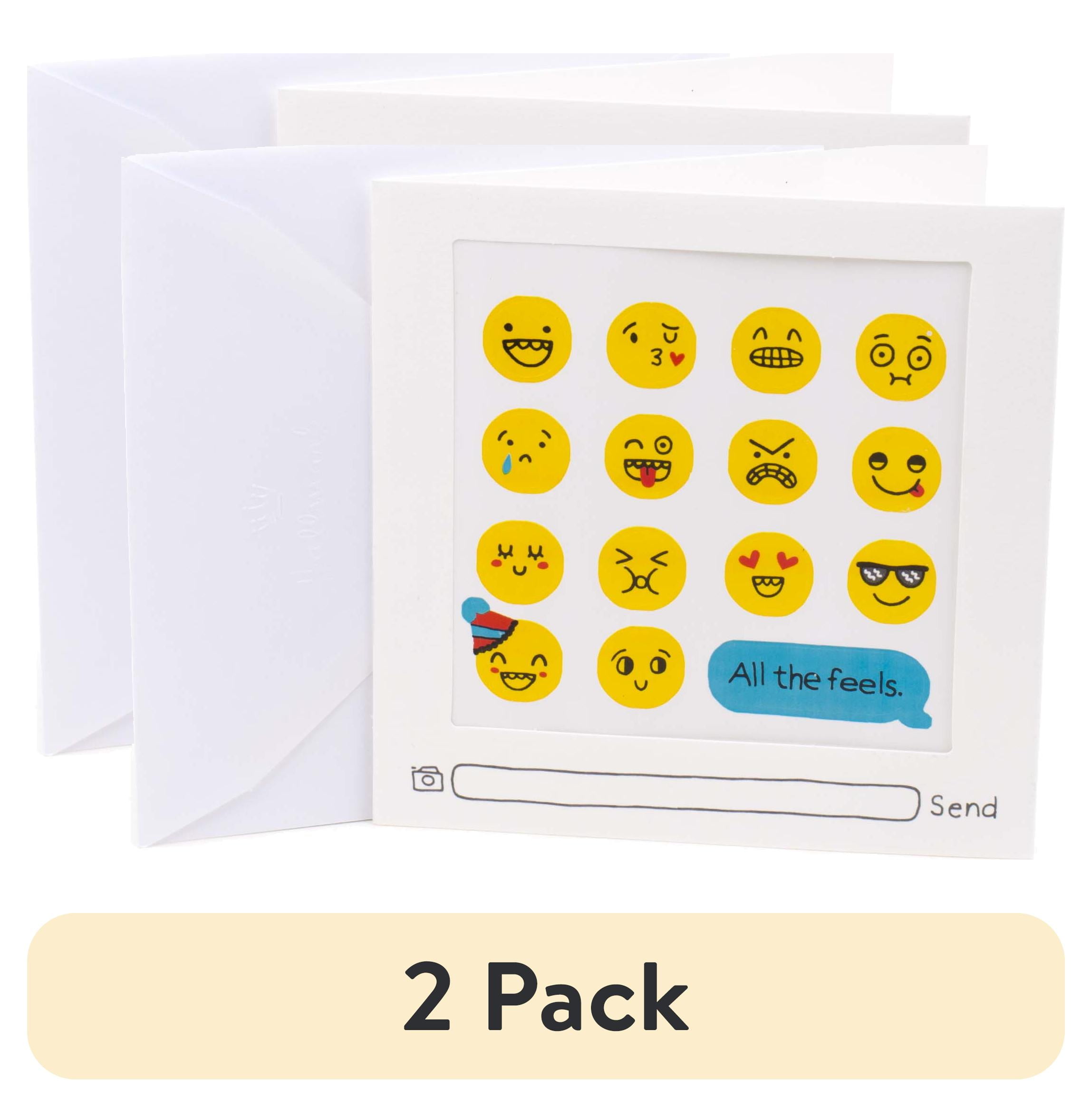 (2 pack) Hallmark Studio Ink Birthday Card (Emoji Stickers) - Walmart.com