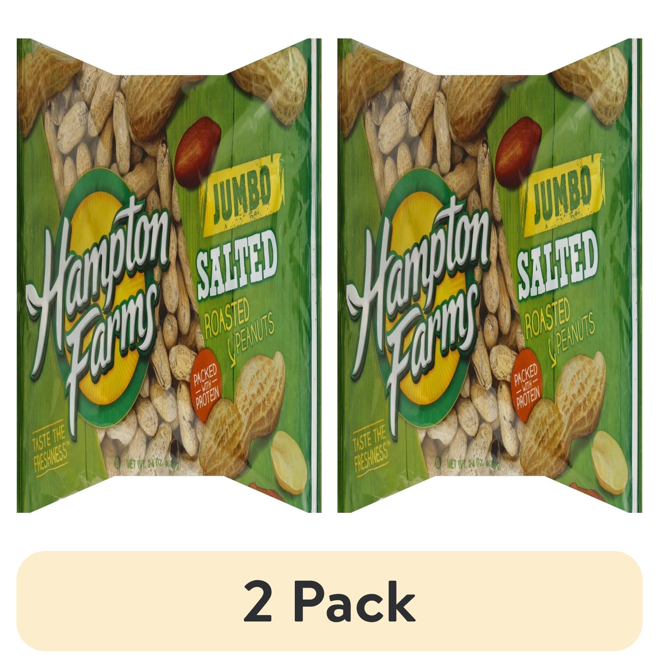 (2 pack) Hampton Farms Jumbo Salted Roasted In-Shell Peanuts, 24 oz Bag ...