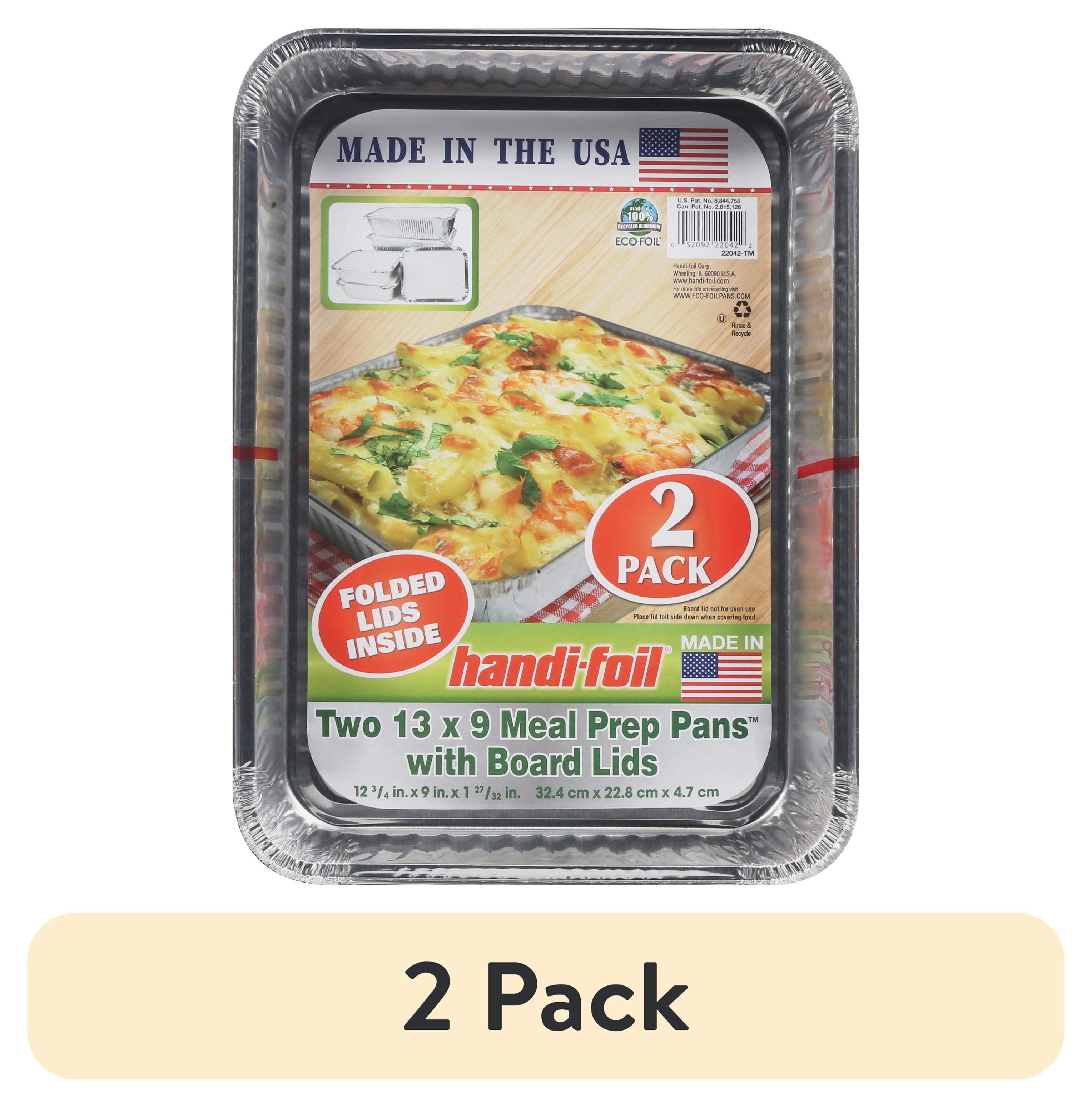 (2 pack) Handi-Foil Aluminum Meal Prep Pan w/ Folded Lid, 2 Count, 13 ...