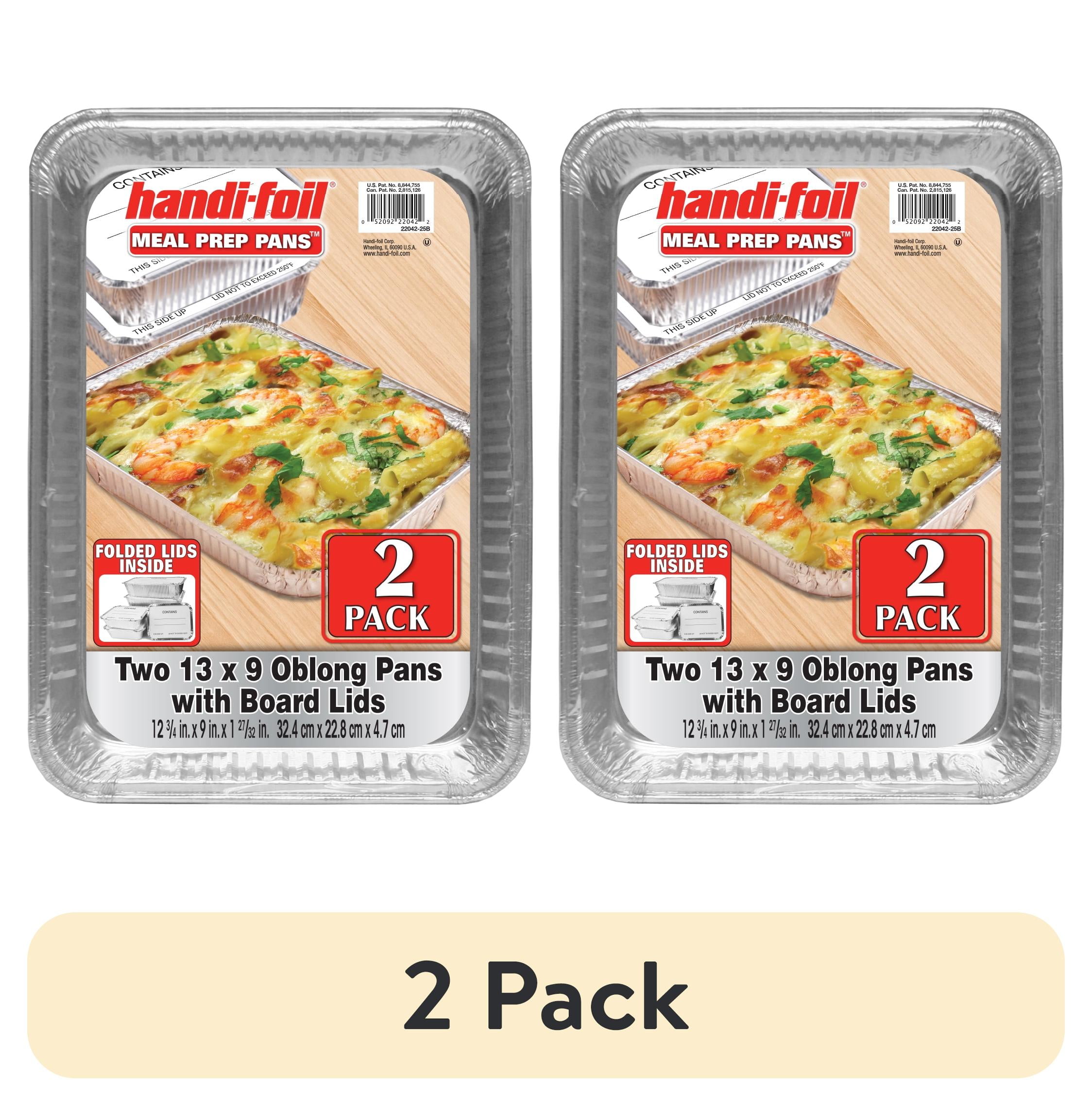 (2 pack) Handi-Foil Aluminum Meal Prep Pan w/ Folded Lid, 2 Count, 13 ...