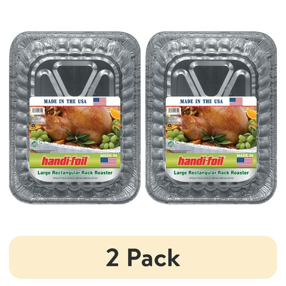 (2 pack) Handi-Foil Aluminum Foil Large Rectangular Rack Roaster Pan, 1 ...