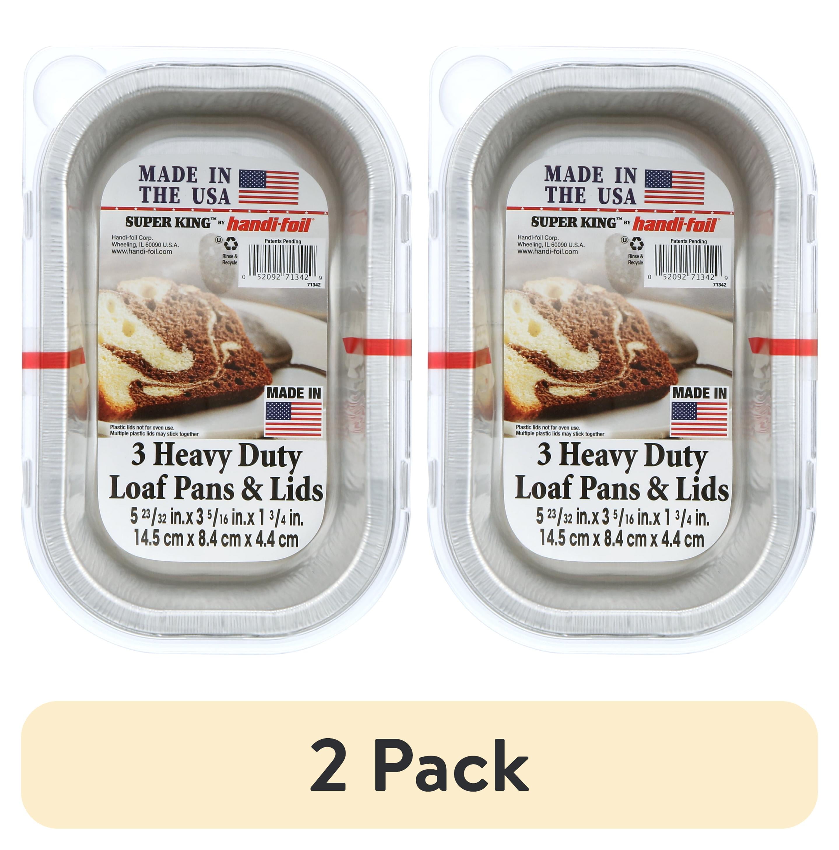 (2 pack) Handi-Foil 5.7" x 3.3" Aluminum Mini Loaf Pans with Lids, 3 ...