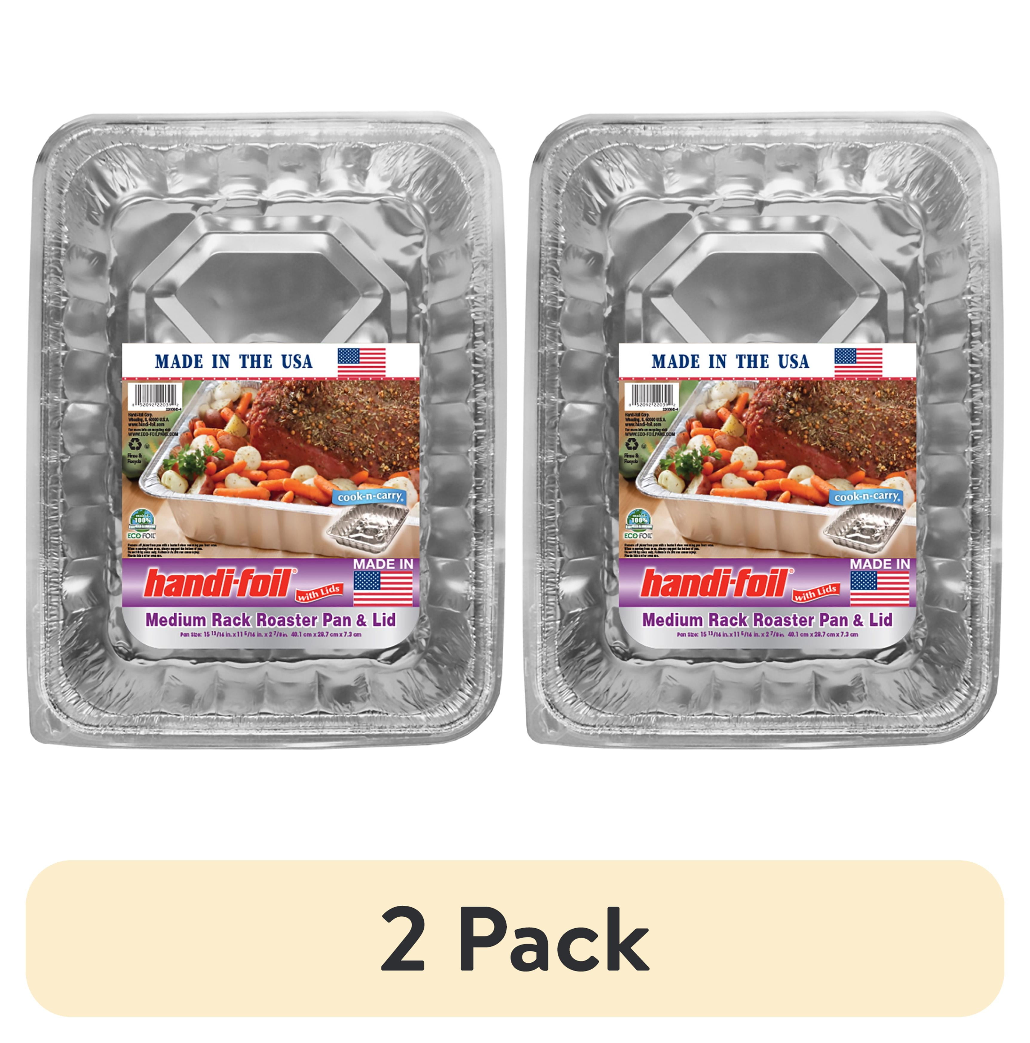 (2 pack) Handi-Foil Large Aluminum Roaster Pan Medium with Lid, 1 Count ...