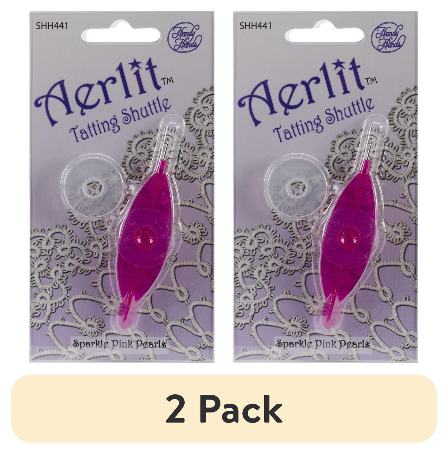 (2 pack) Handy Hands Aerlit Tatting Shuttle W/2 Bobbins-Sparkle Pink ...
