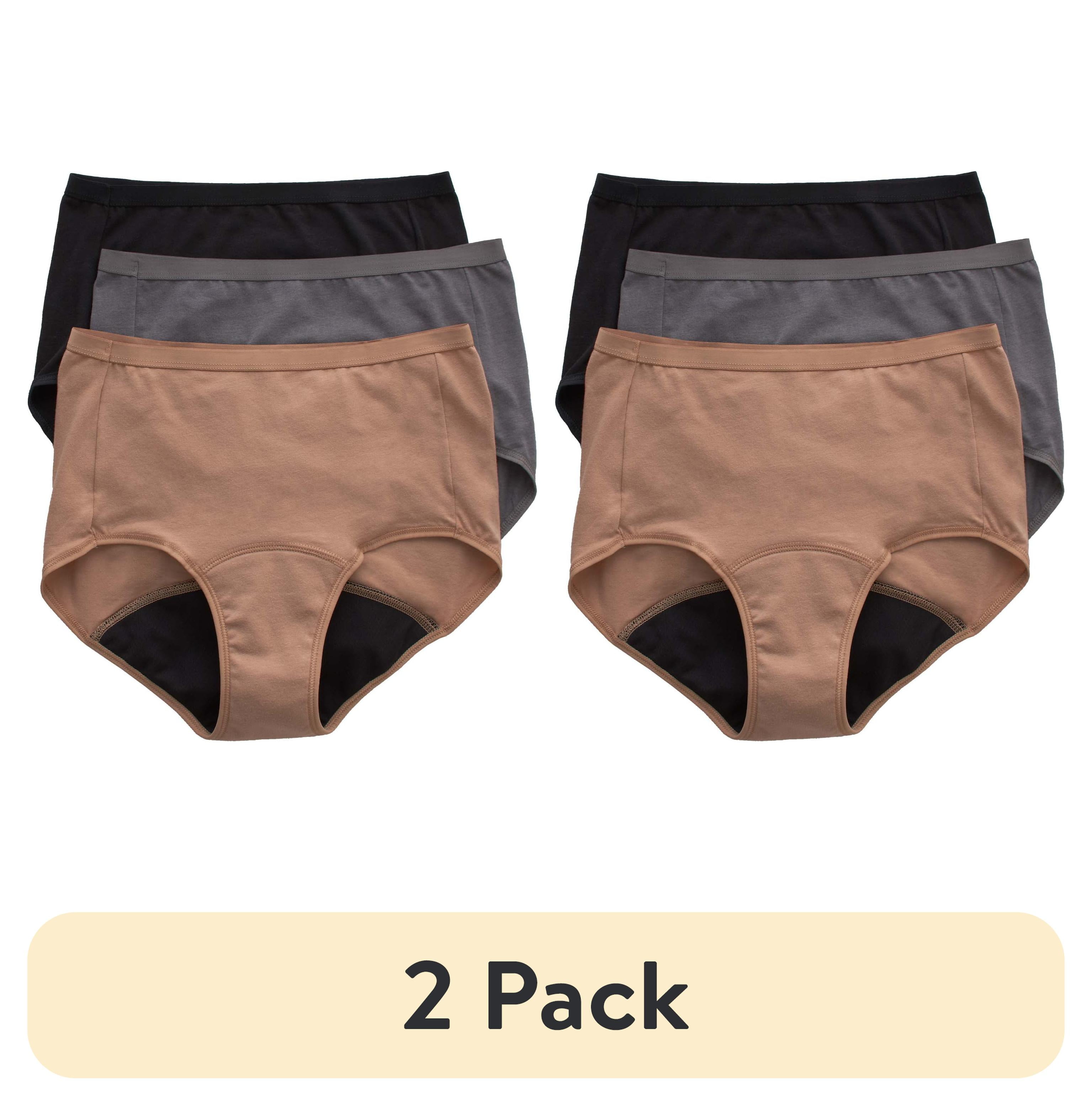 (2 pack) Hanes Womens Period Underwear 3-Pack, Comfort, Period Moderate ...