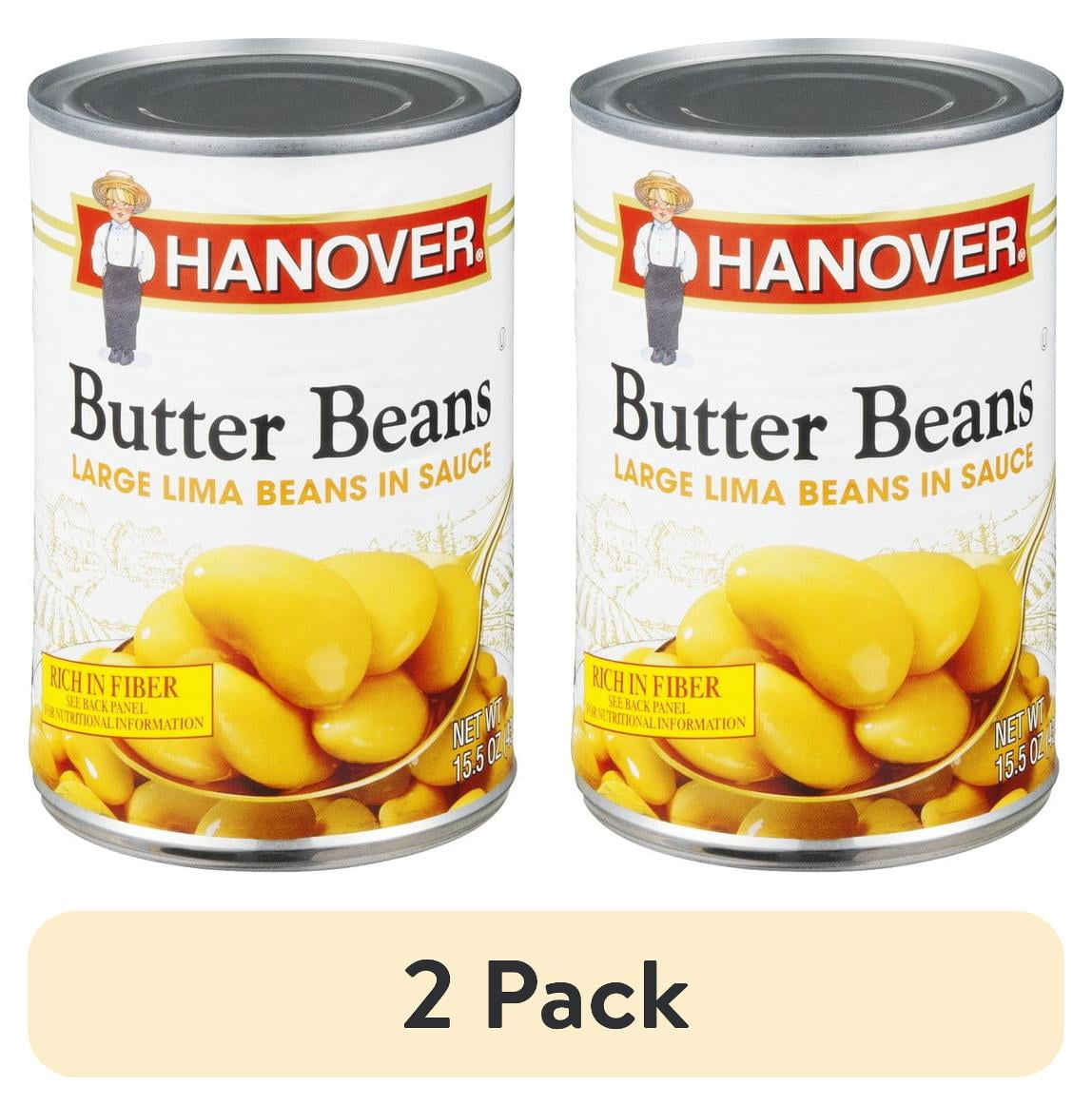 (2 pack) Hanover Butter Beans Large Lima Beans in Sauce, 15.5 oz Can ...