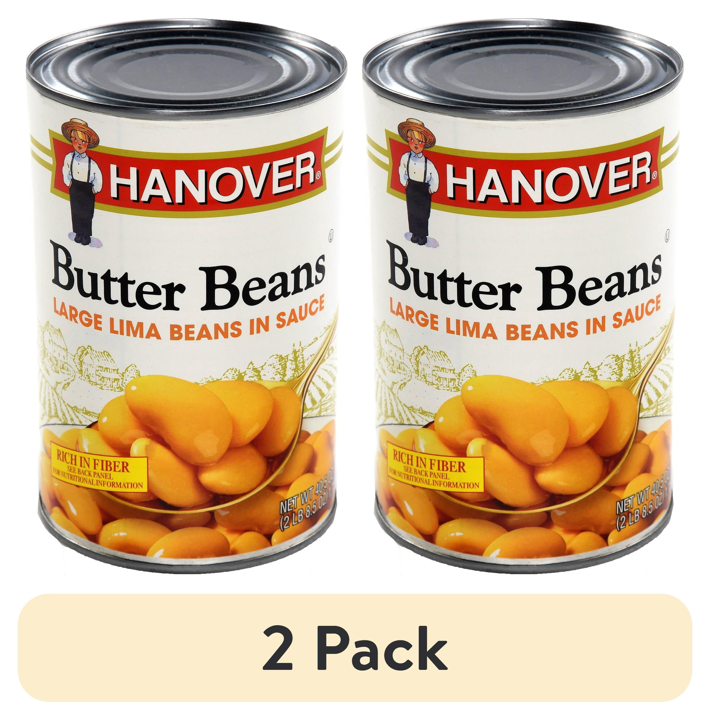(2 pack) Hanover Butter Beans Large Lima Beans in Sauce, 40.5 oz Can – Family-Size Heat-and ...