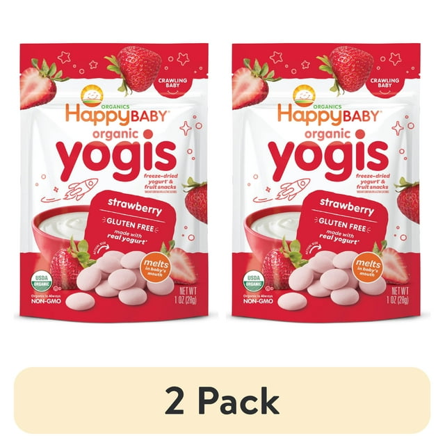 (2 pack) Happy Baby Organics Yogis, Strawberry & Yogurt Organic Freeze ...