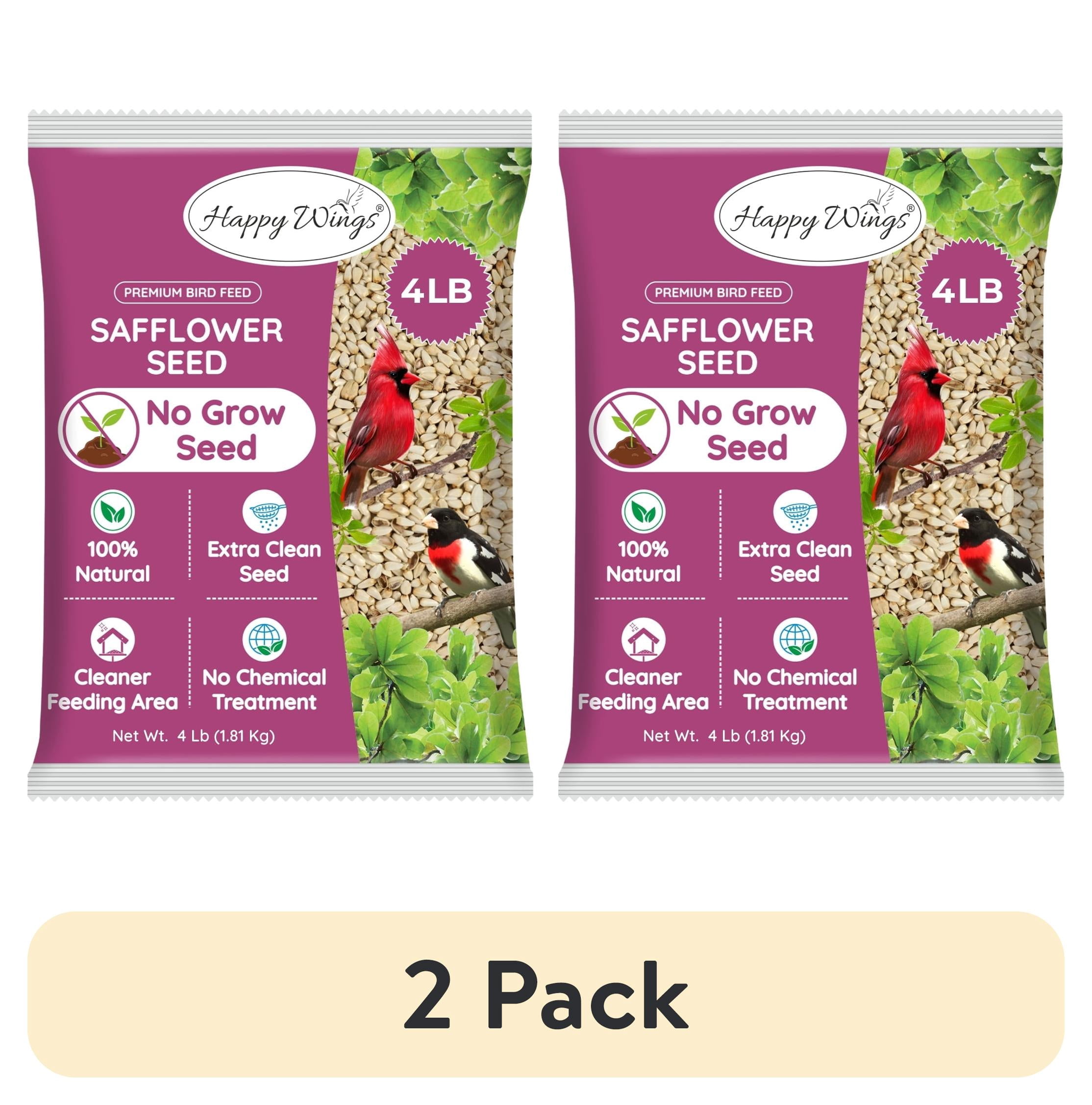 (2 pack) Happy Wings 4lbs No Grow Safflower Seed Wild Bird Seed -Food ...