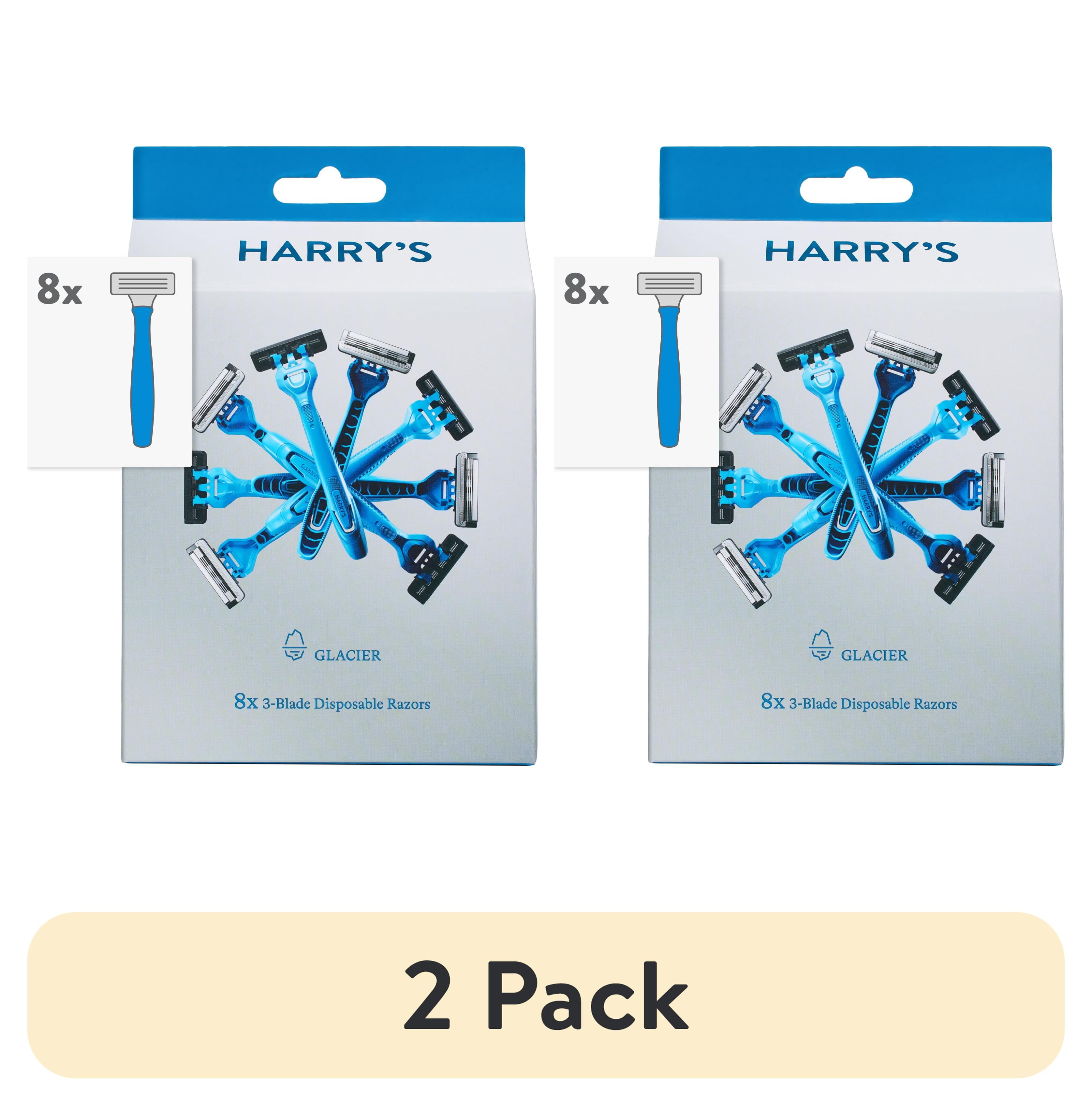 (2 pack) Harry's Men's 3-Blade Disposable Razors, Glacier Blue, 8 Count - Walmart.com