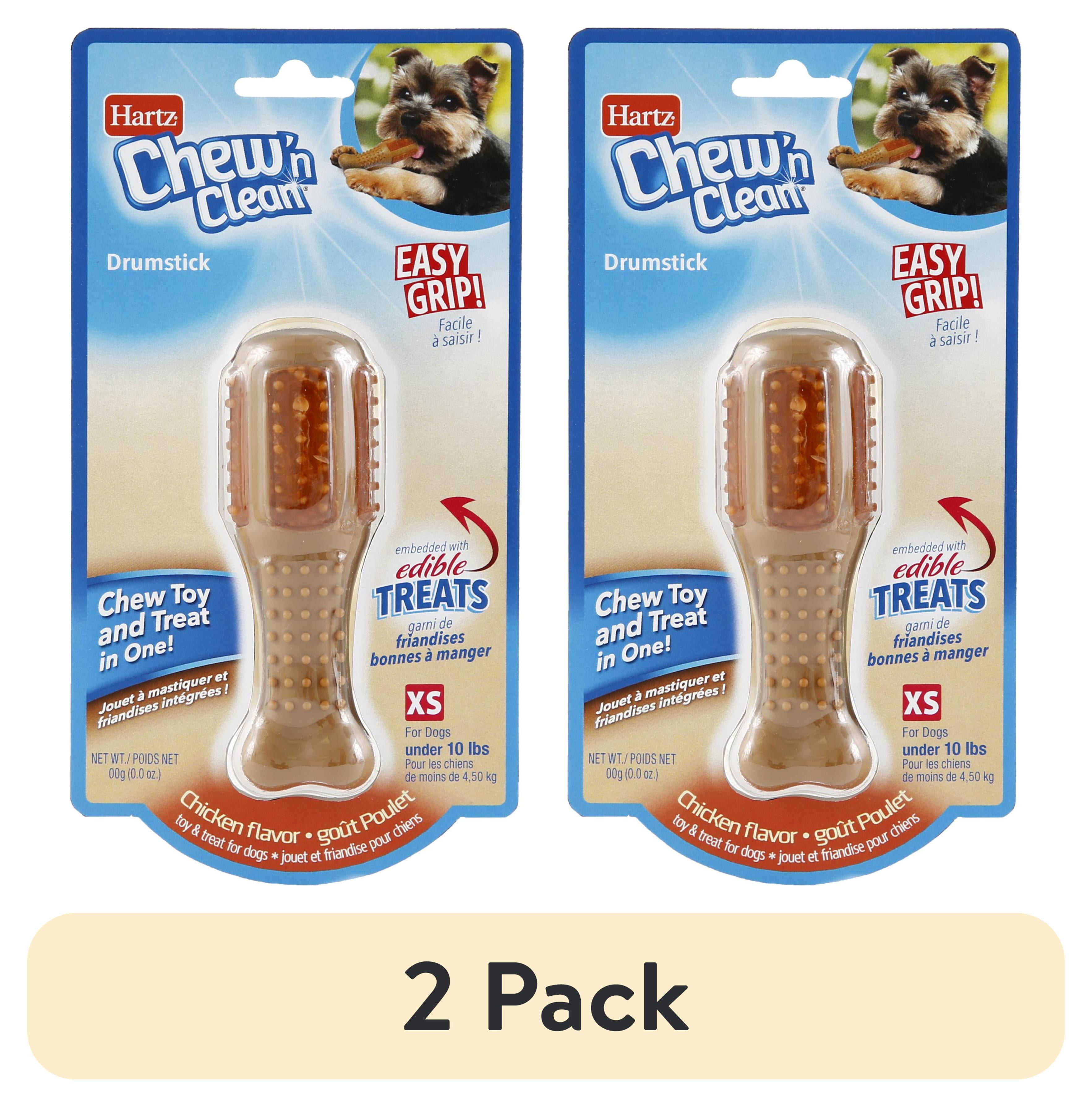 (2 pack) Hartz Chew ‘n Clean Drumstick Dog Chew Toy, Chicken Flavored ...
