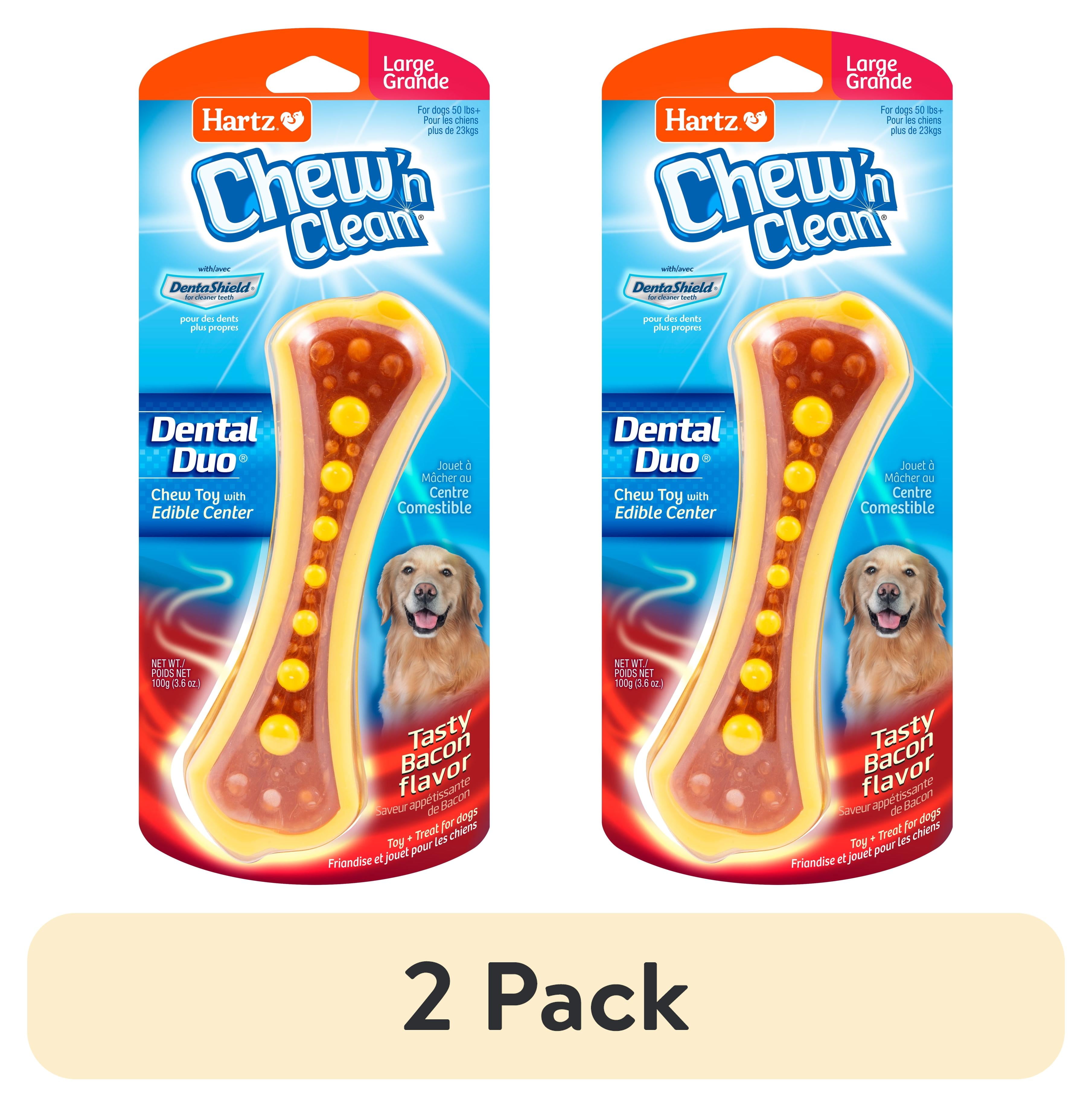 (2 pack) Hartz Chew 'n Clean Dental Duo Dog Toy, Large, Color May Vary ...