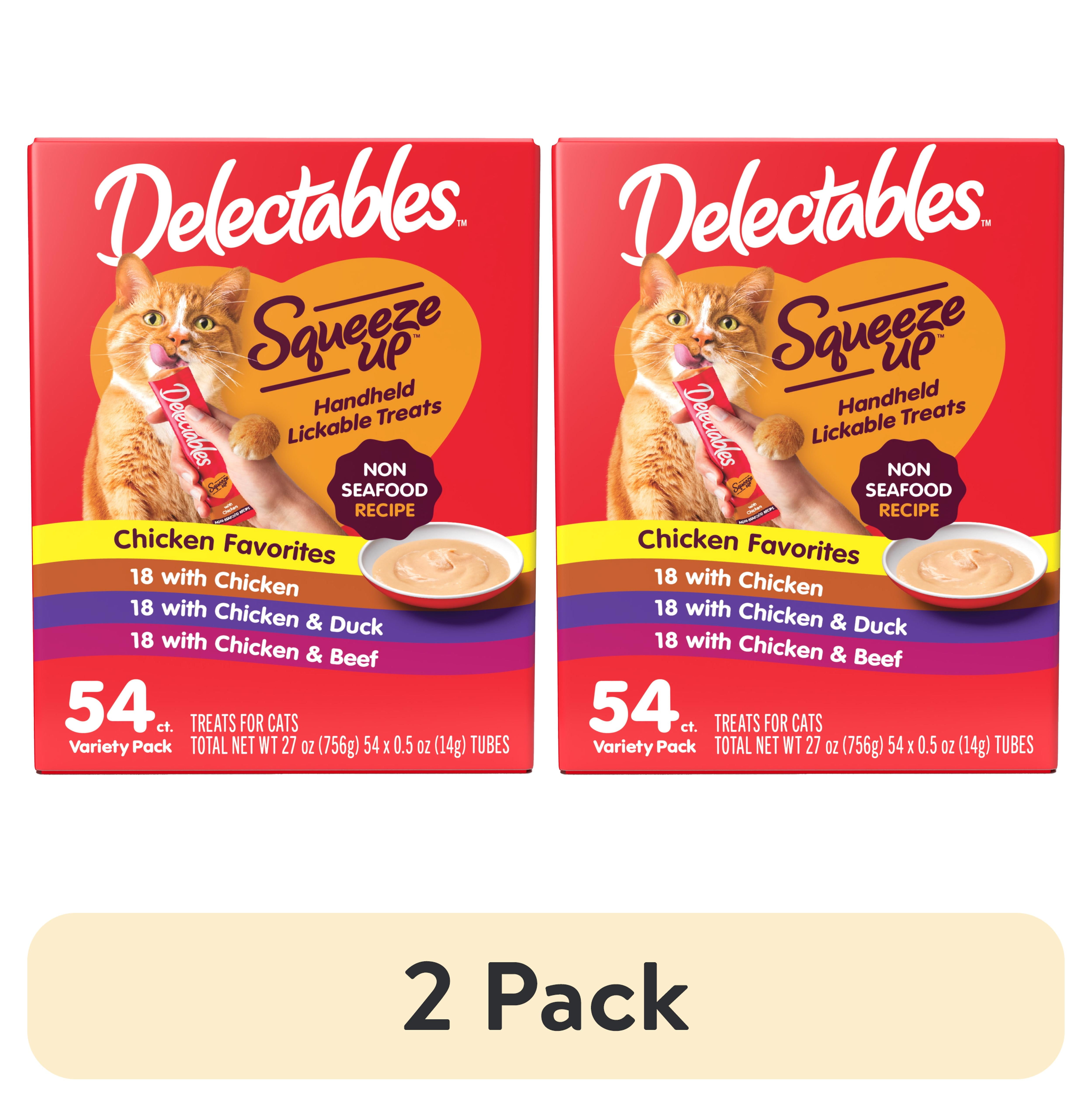(2 pack) Hartz Delectables Squeeze up Non-Seafood Variety Pack Lickable Wet Cat Treats, 0.5oz ...