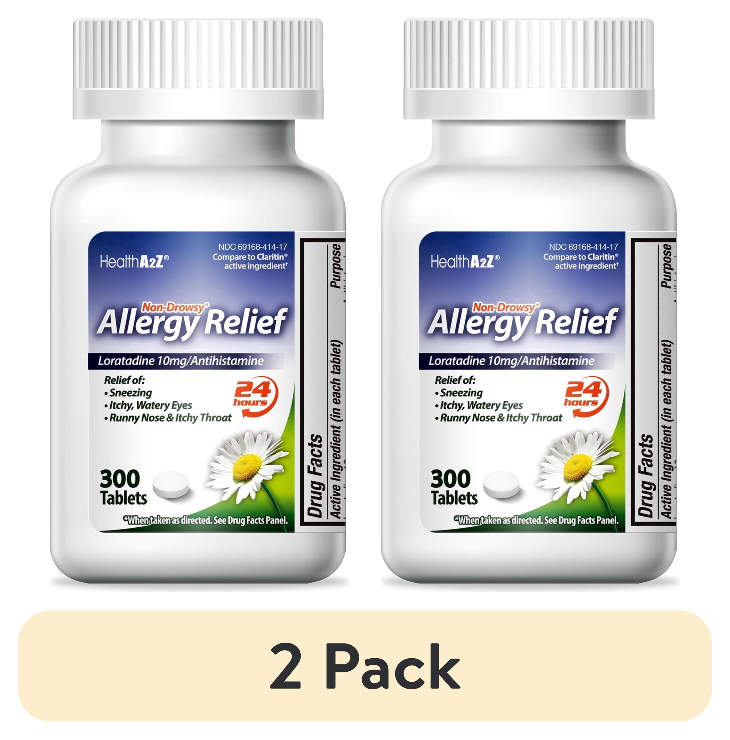(2 pack) HealthA2Z Allergy Medicine Loratadine, 24 Hour Non-Drowsy ...