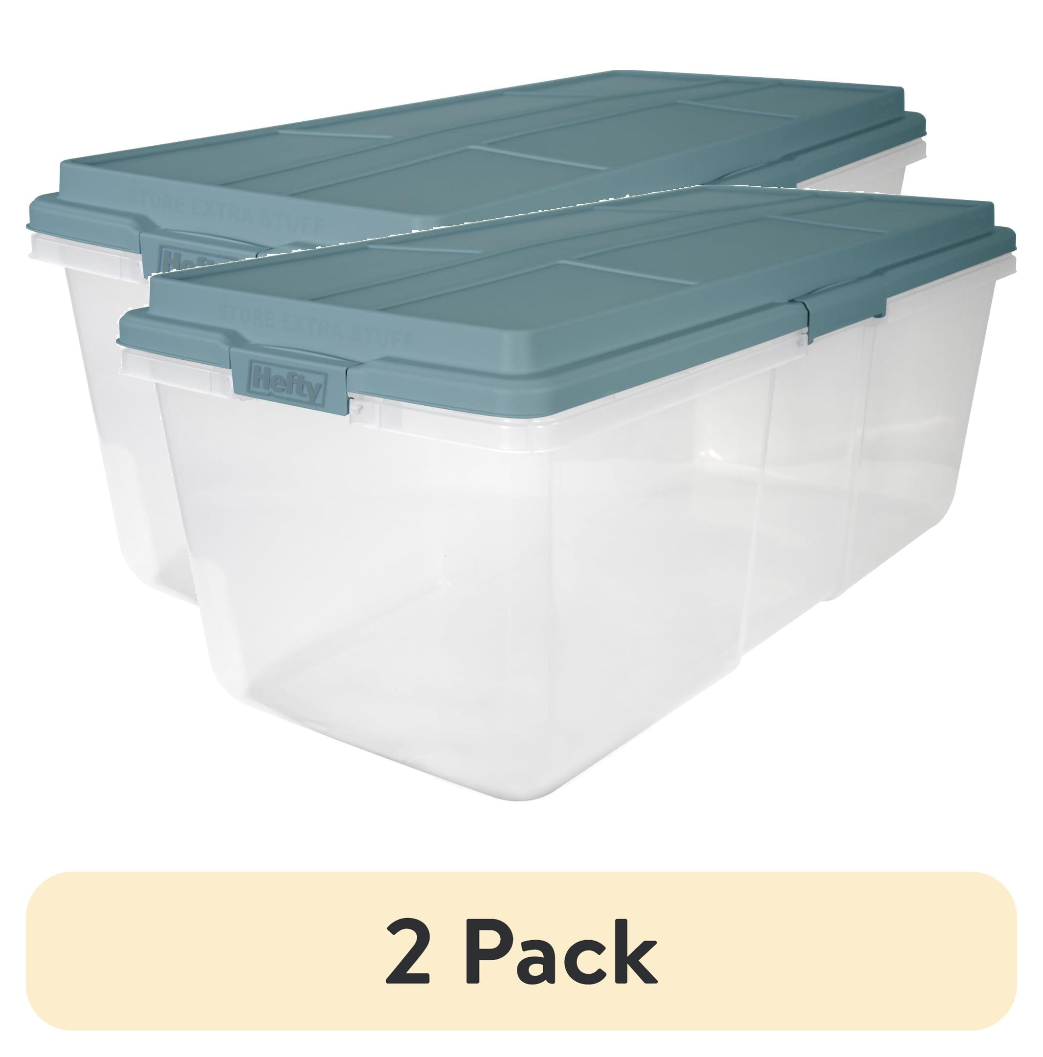 (2 pack) Hefty, 113 Quart Clear Storage Bin, Latched Storage Container ...