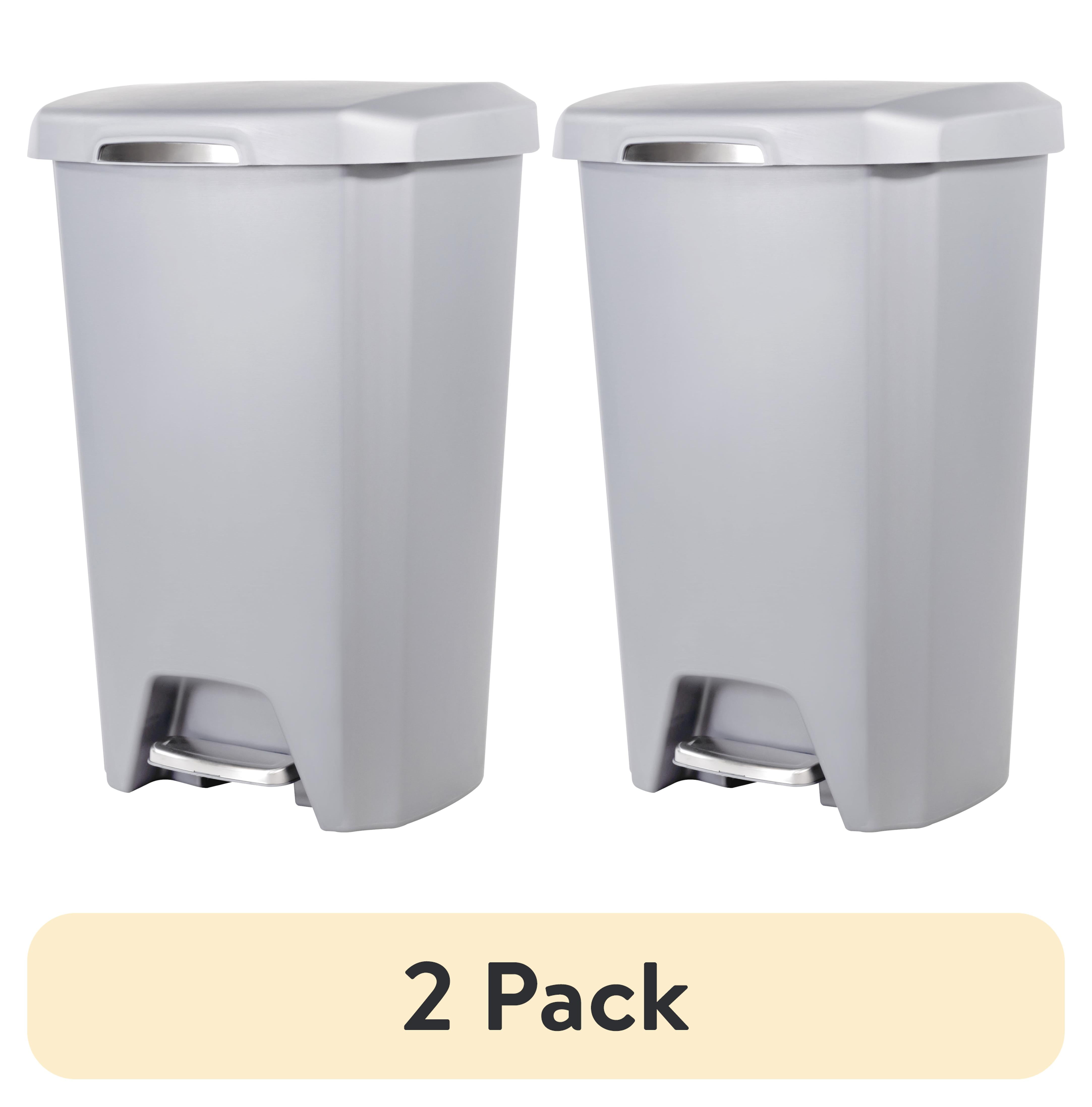 Hefty 12.1 Gallon Trash Can, Soft Close Step On Kitchen Garbage Bin ...