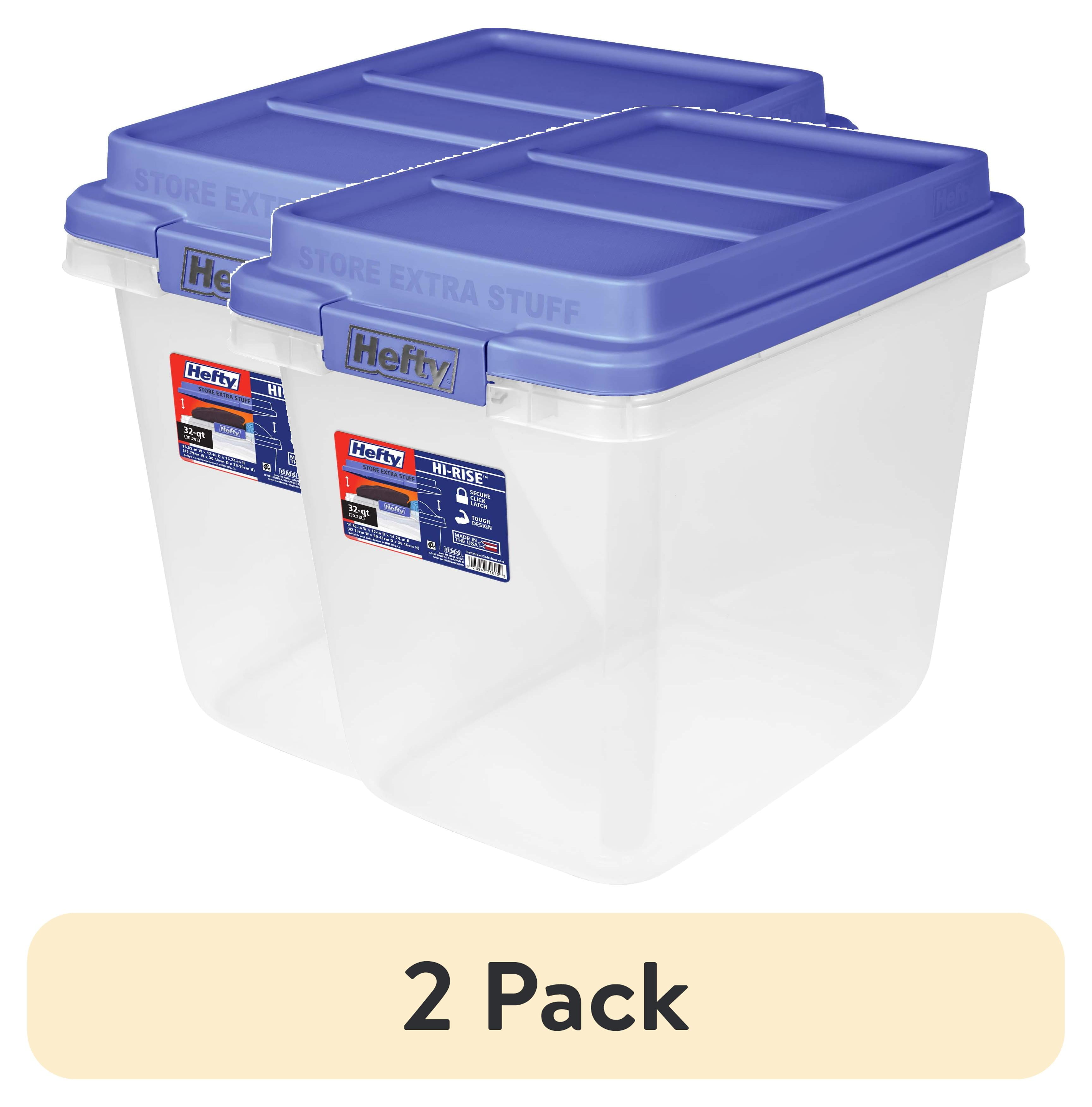 (2 pack) Hefty, 32 Quart Clear Storage Bin, Latched Storage Container ...