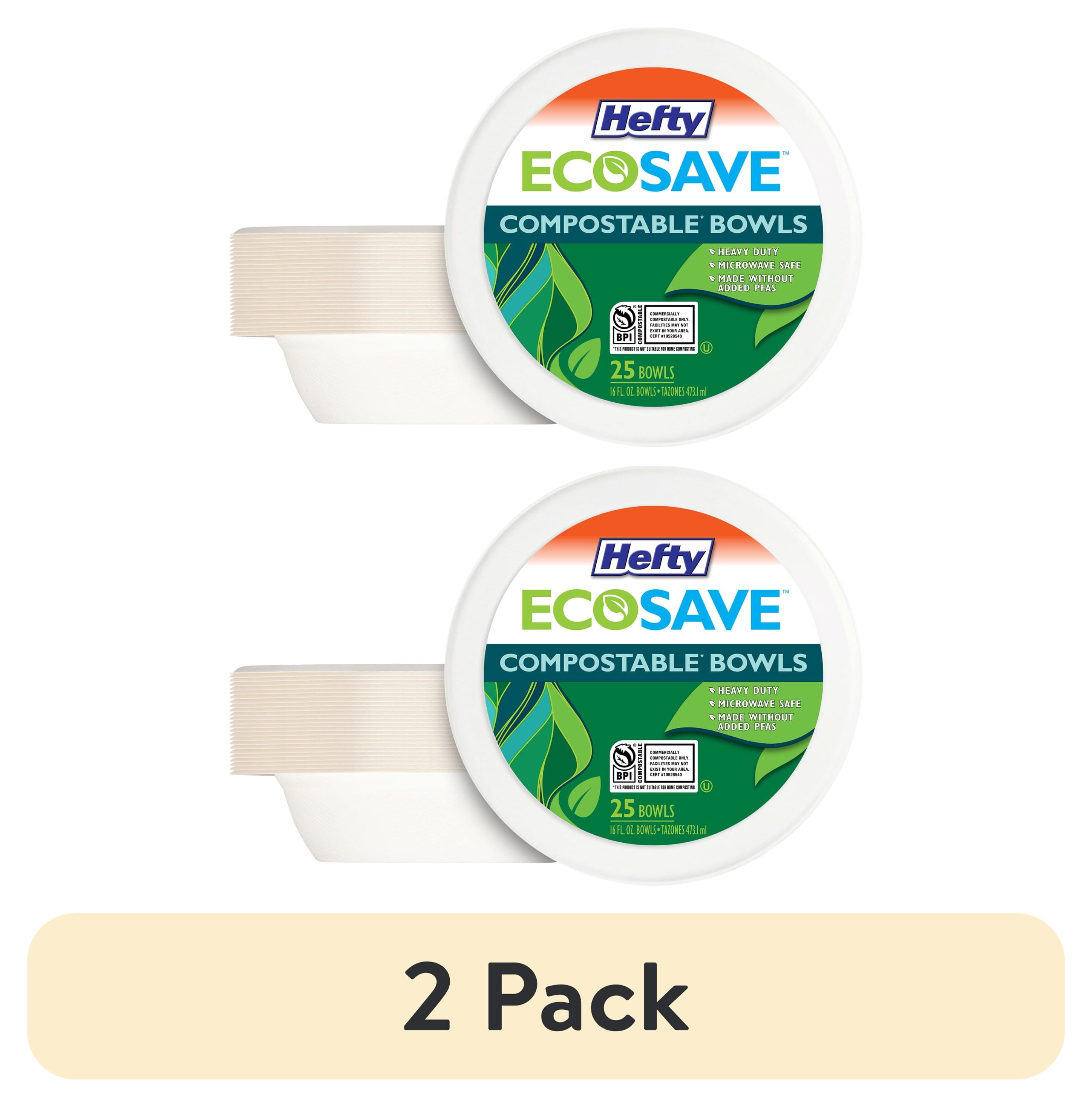 (2 pack) Hefty ECOSAVE Compostable Paper Bowls, 16 ounce, 25 Count ...