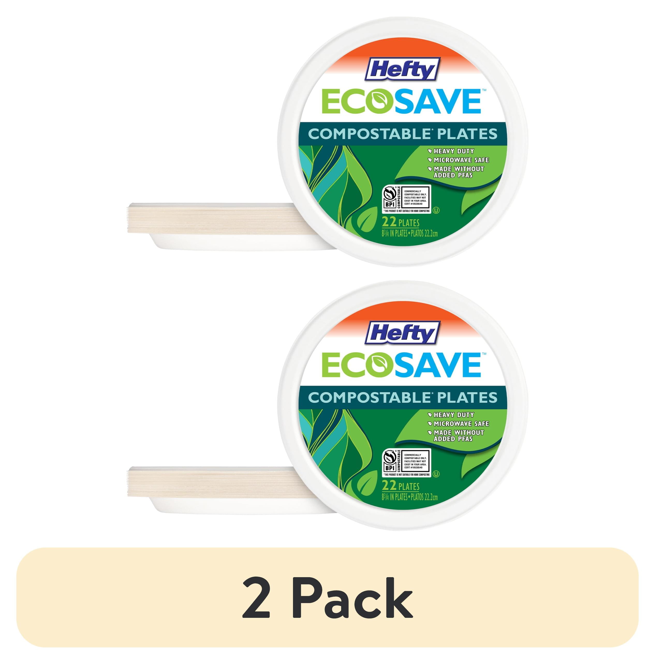 (2 pack) Hefty ECOSAVE Compostable Paper Plates, 8-3/4 Inch, 22 Count ...