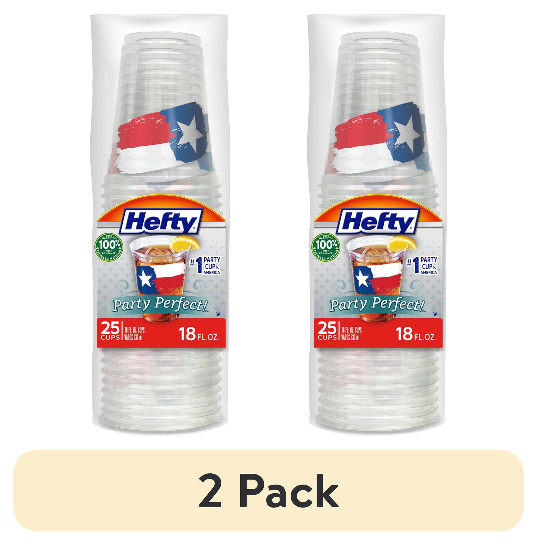 (2 pack) Hefty Party Perfect Texas Print Clear Plastic Cups, 18 ounce ...