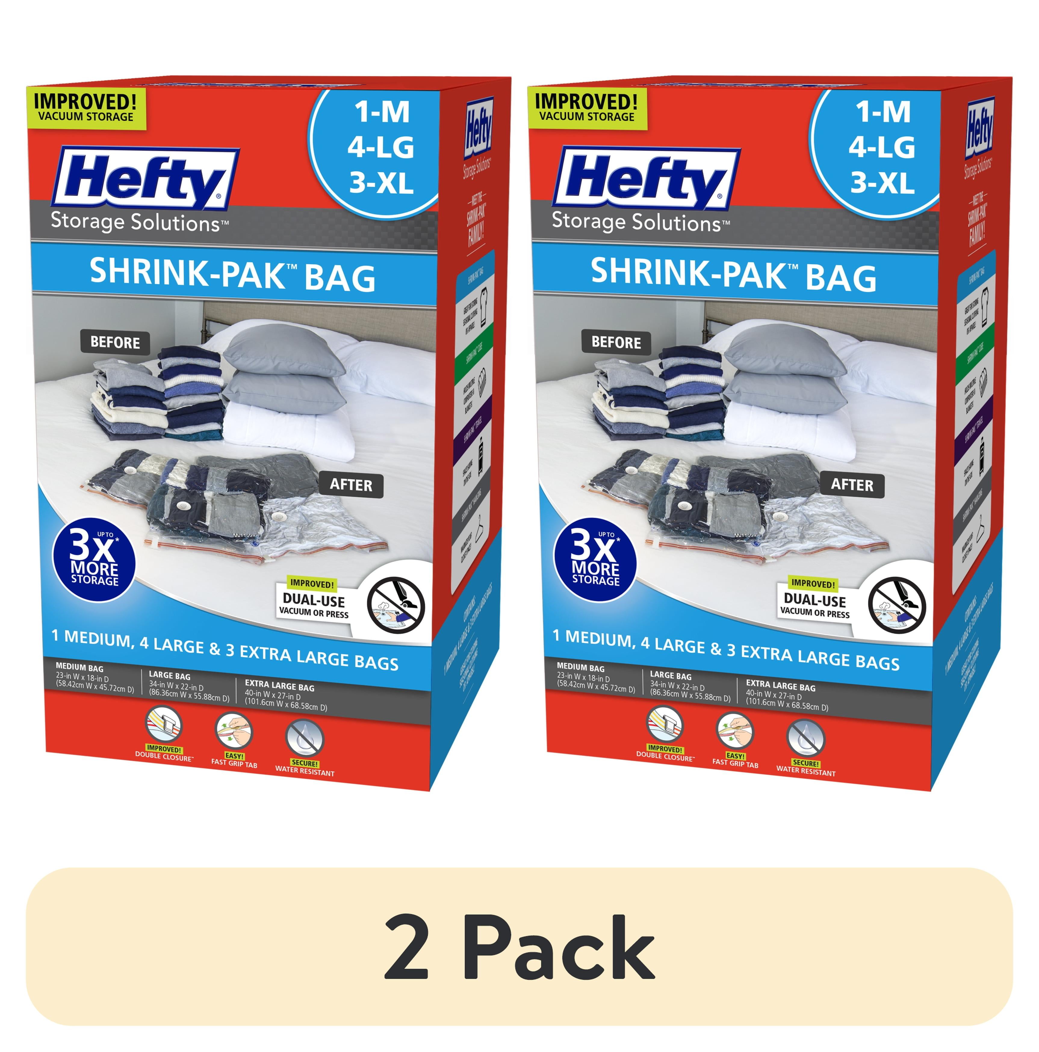 Free Shipping! Hefty 2 Pack Vacuum Seal Storage Bags Medium Large X-Large for Clothes and ...