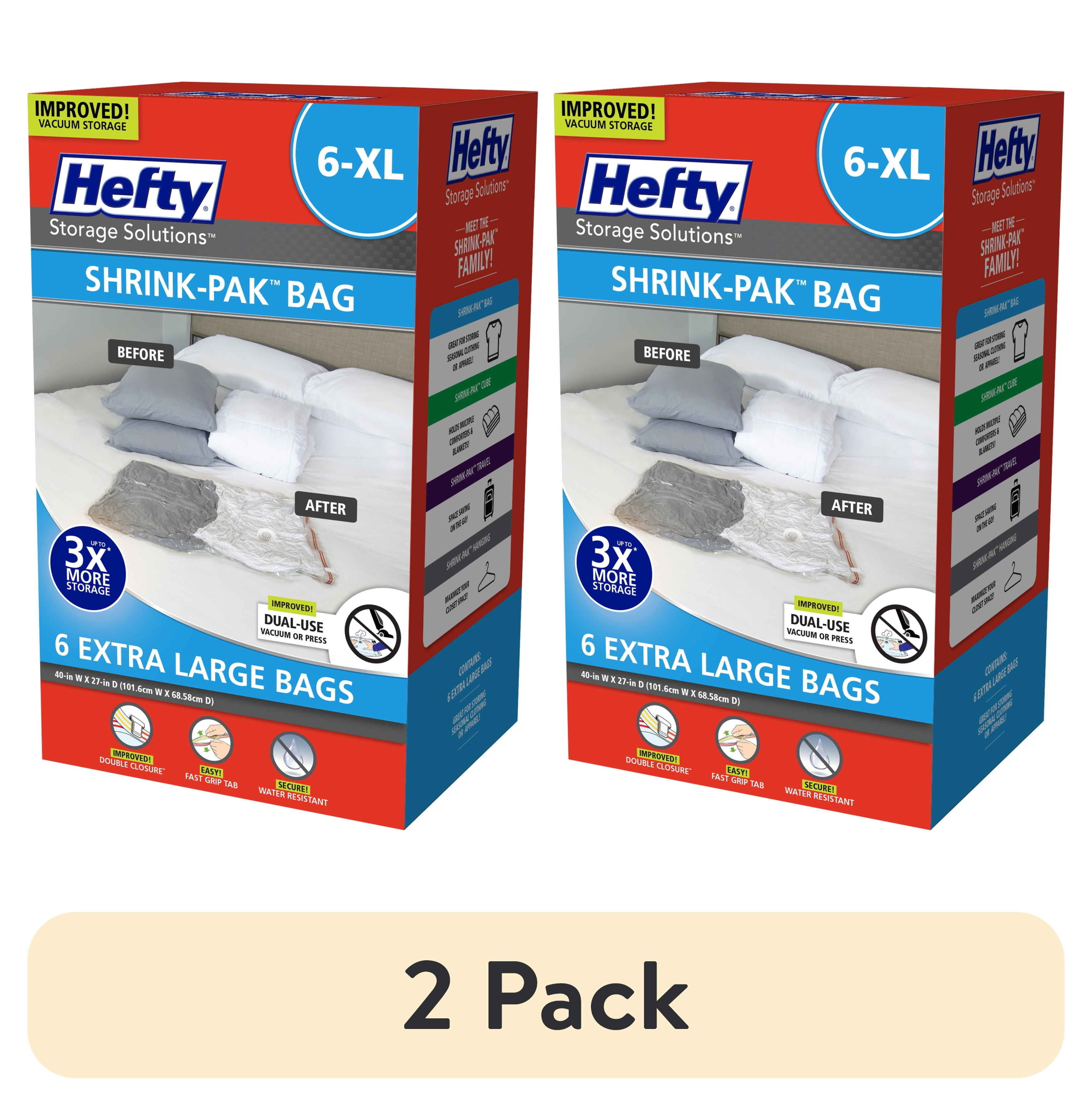 (2 pack) Hefty Shrink-Pak 6 Extra Large Vacuum Compression Storage Bags ...