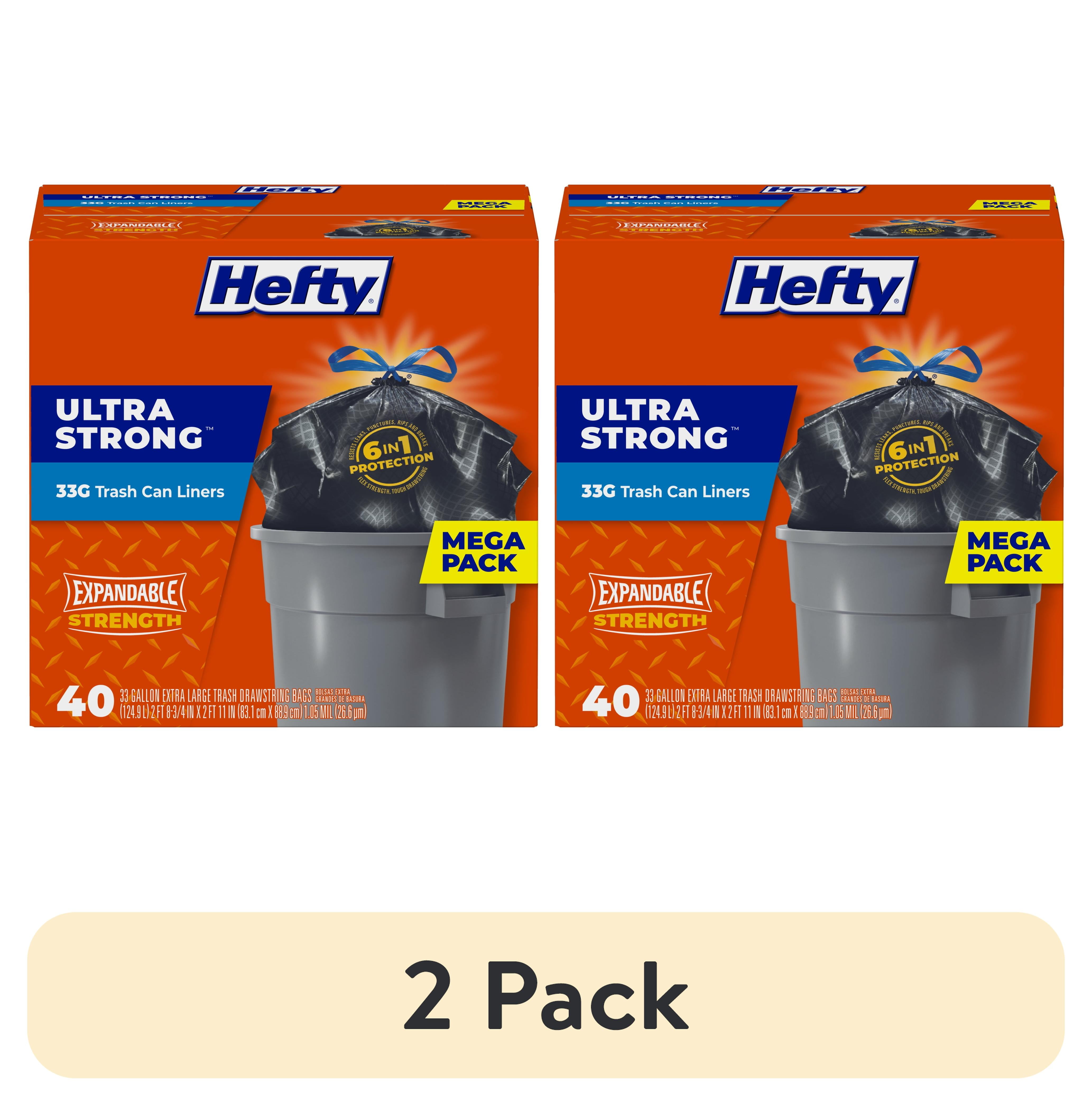 (2 pack) Hefty Ultra Strong Extra Large Trash Bags, Black, Made with 20 ...