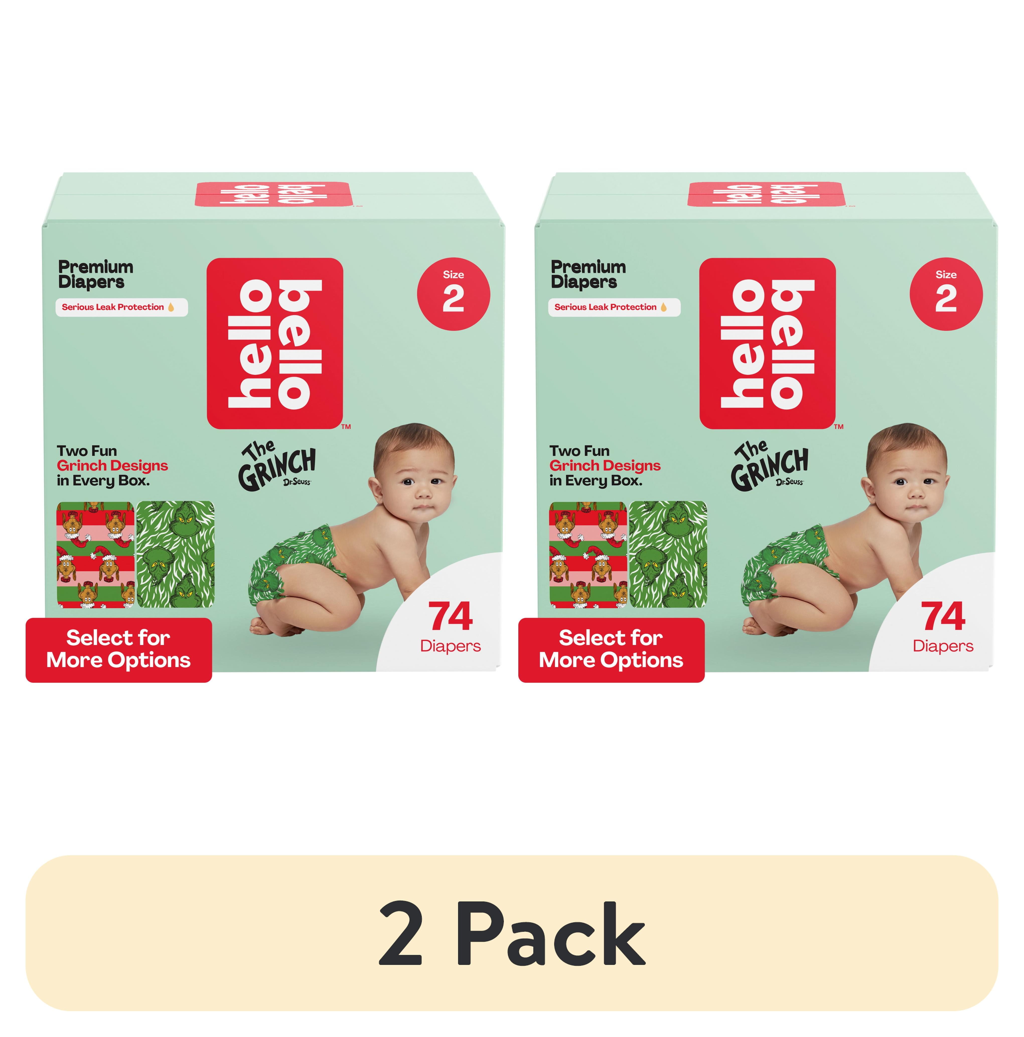 (2 pack) Hello Bello X Dr. Seuss The Grinch Infant Diapers, Size 2 ...