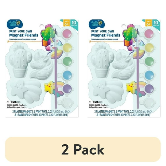 (2 pack) Hello Hobby Paint Your Own Magnet Friends, Child Craft Kit ...