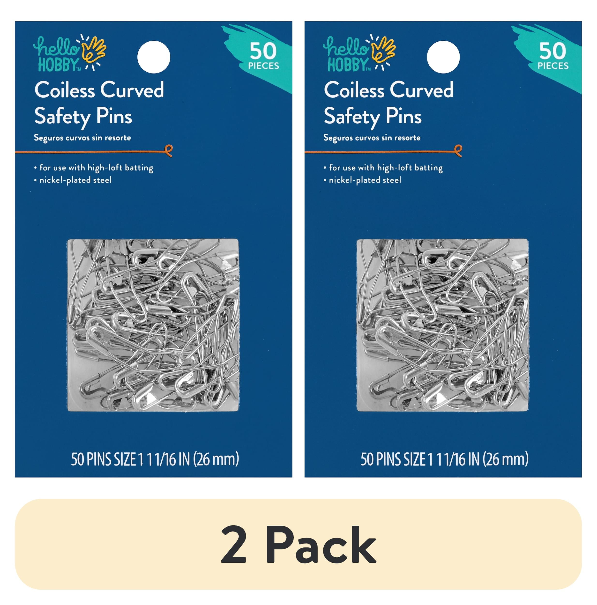 (2 pack) Hello Hobby Size 1 Quilter's Coiless Curved Safety Pins (50 ...