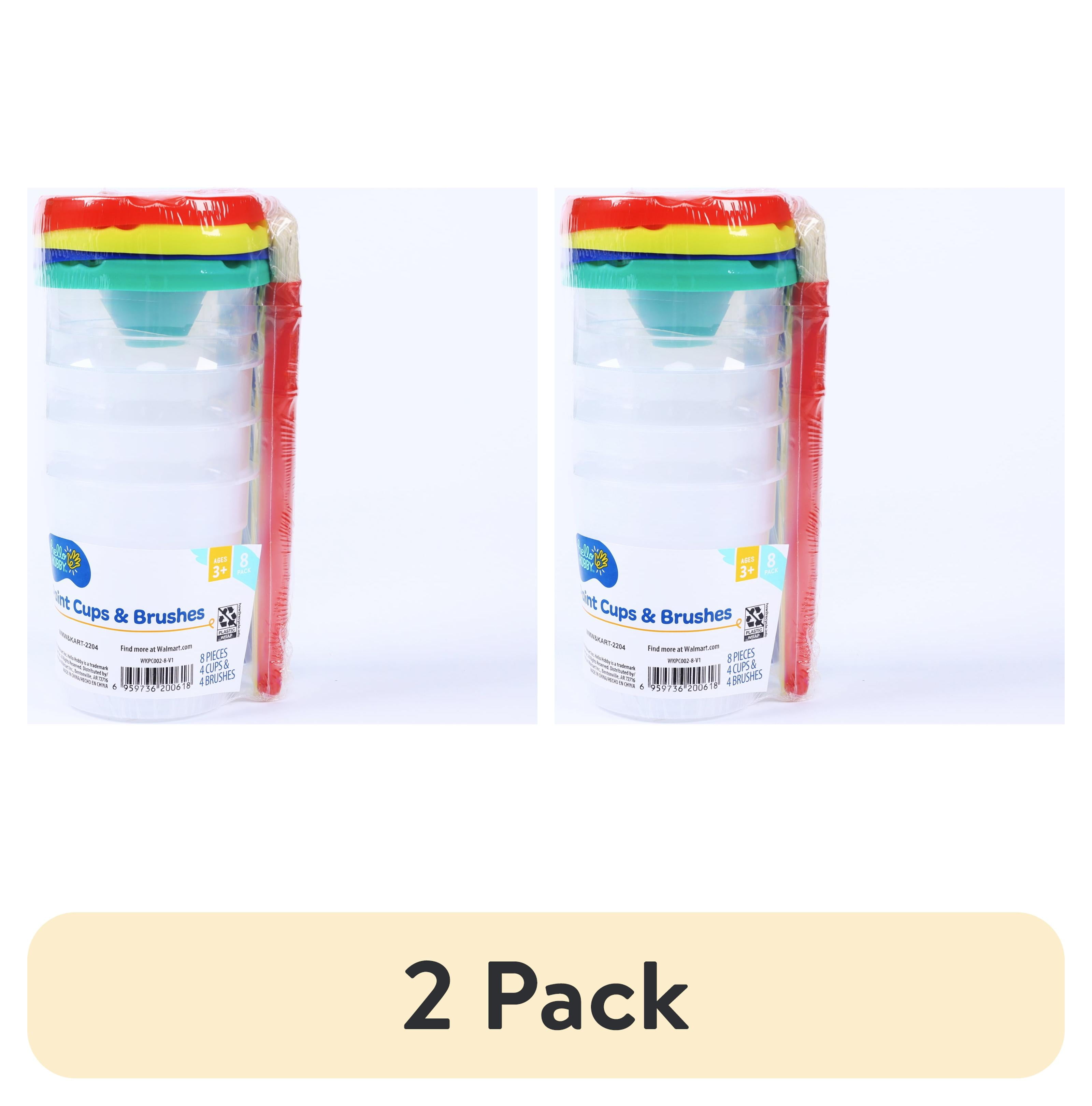 (2 pack) Hello Hobby Spill-Proof Craft Paint Cup with Color Hog Bristle ...
