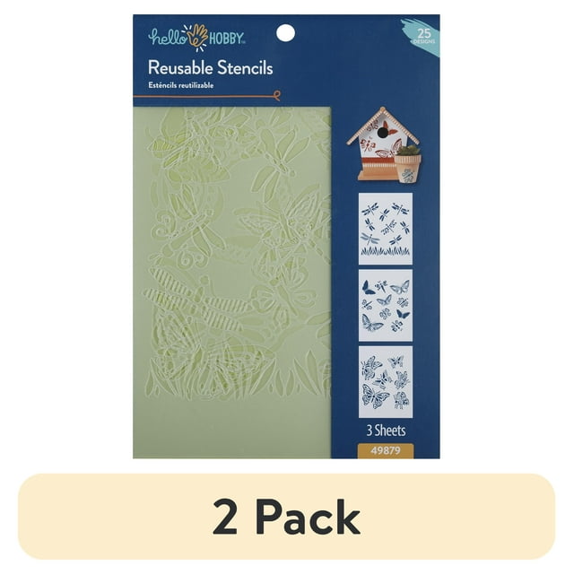 (2 pack) Hello Hobby Stencil Set, 7" x 10", 3 Piece, Butterflies ...