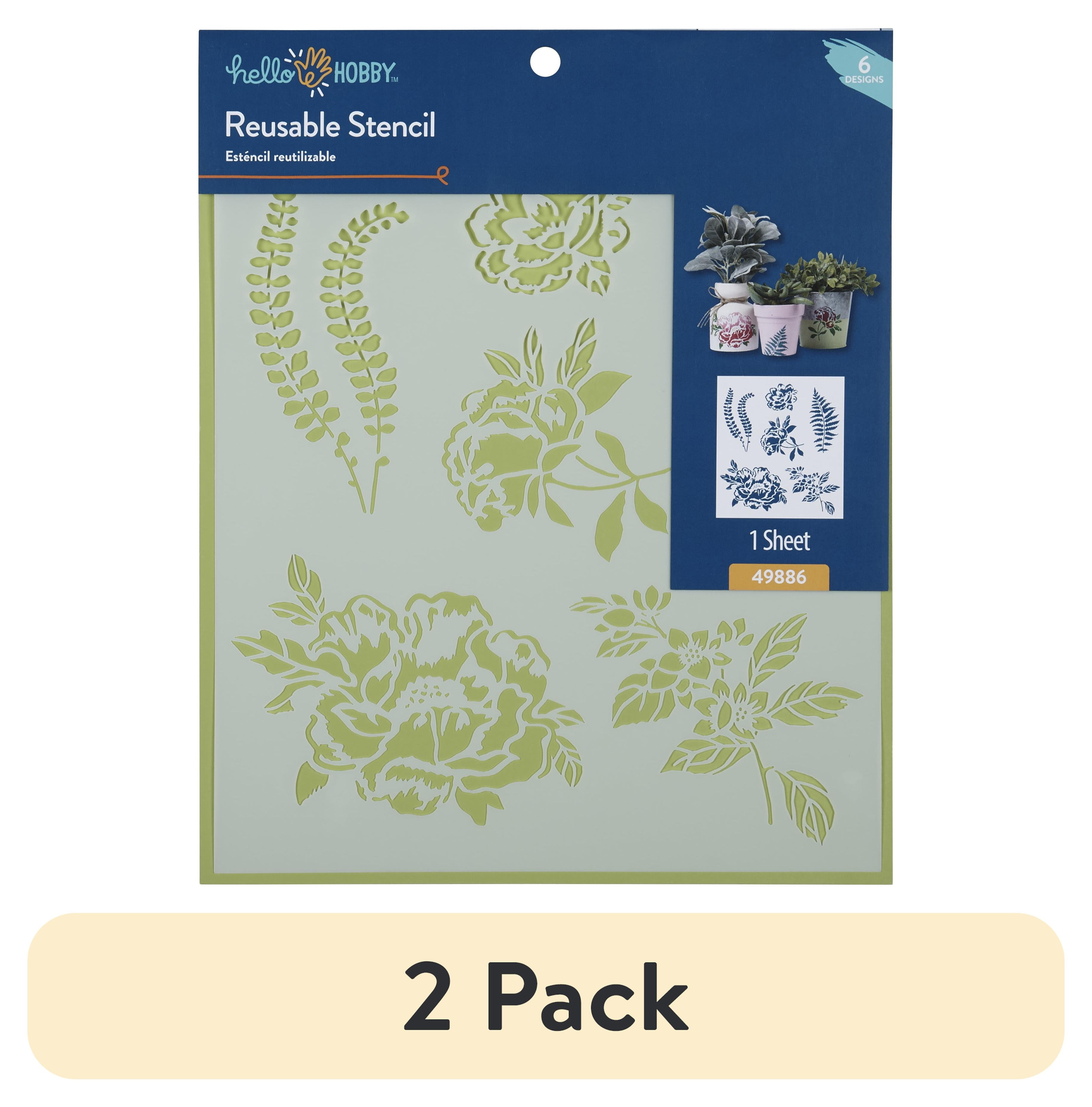 (2 pack) Hello Hobby Stencil Set, 8.5" x 9.5", 1 Piece, Floral & Fern ...