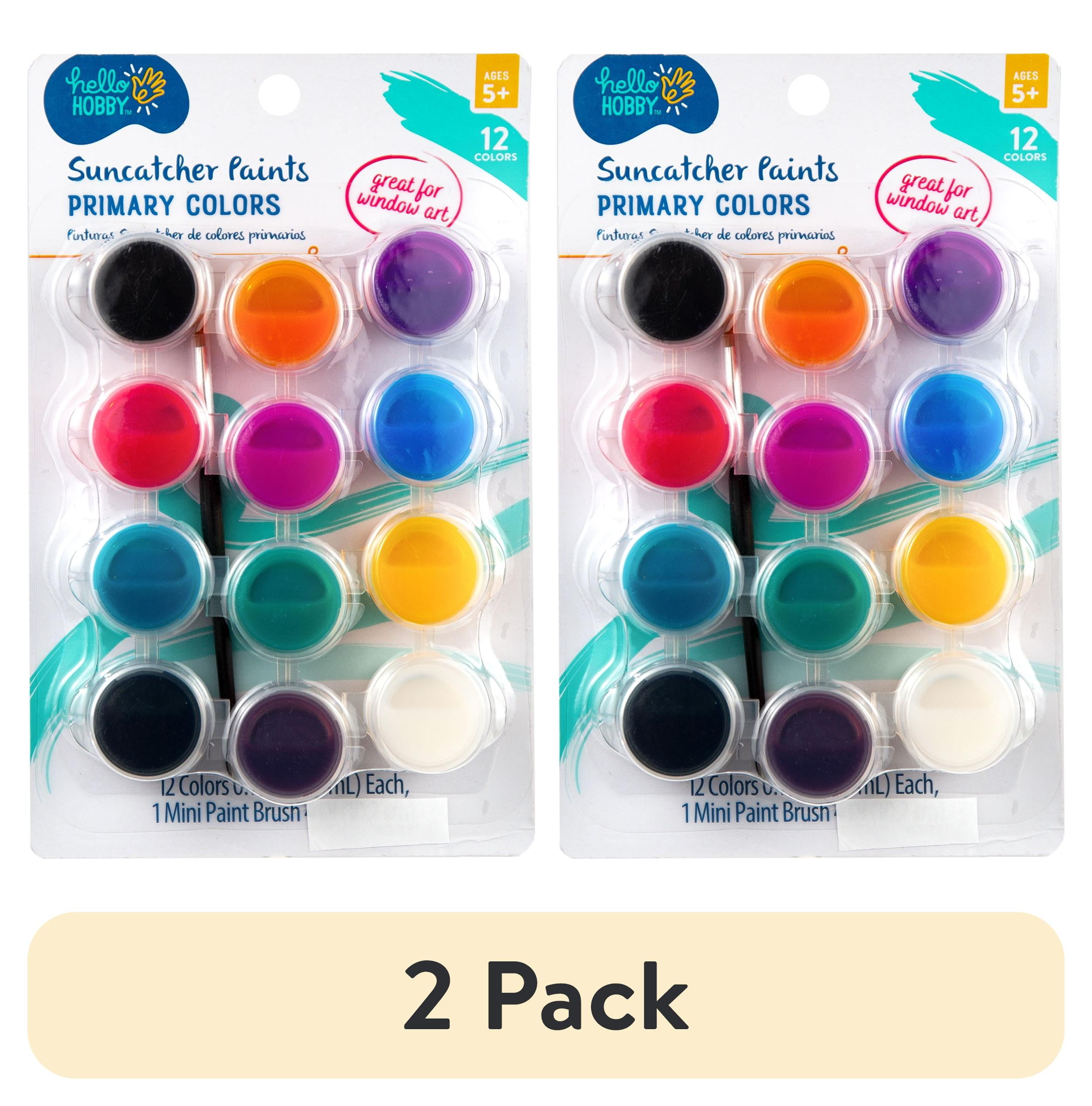 (2 pack) Hello Hobby Suncatcher Paints & Paintbrush, Window Art Paint ...
