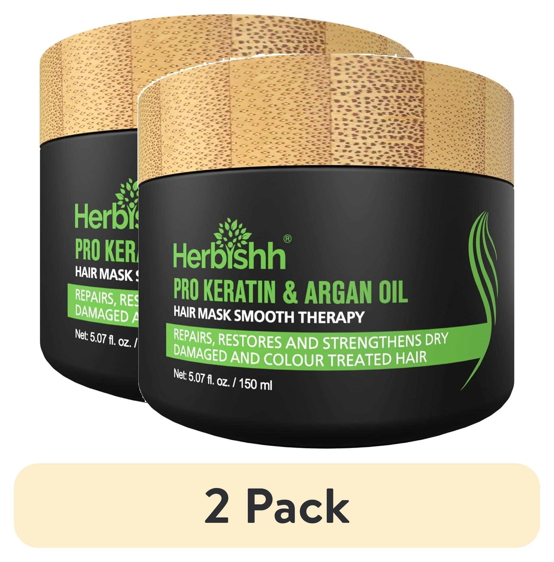 (2 pack) Herbishh Argan Hair Mask with Keratin for Deep Conditioning & Hydration, Revives Frizzy ...