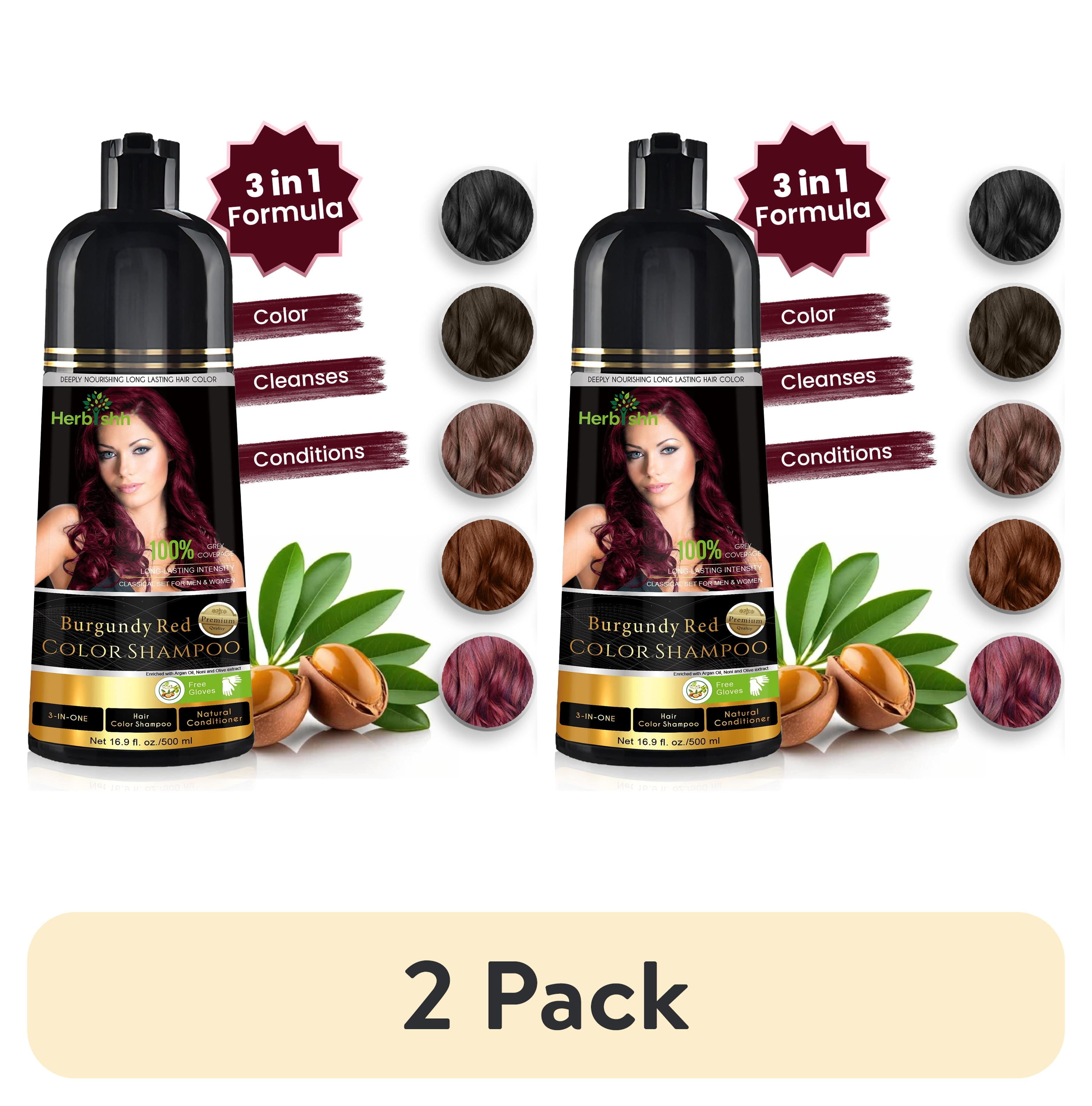 (2 pack) Herbishh Burgundy Hair Color Shampoo for Gray Hair, Hair Dye ...