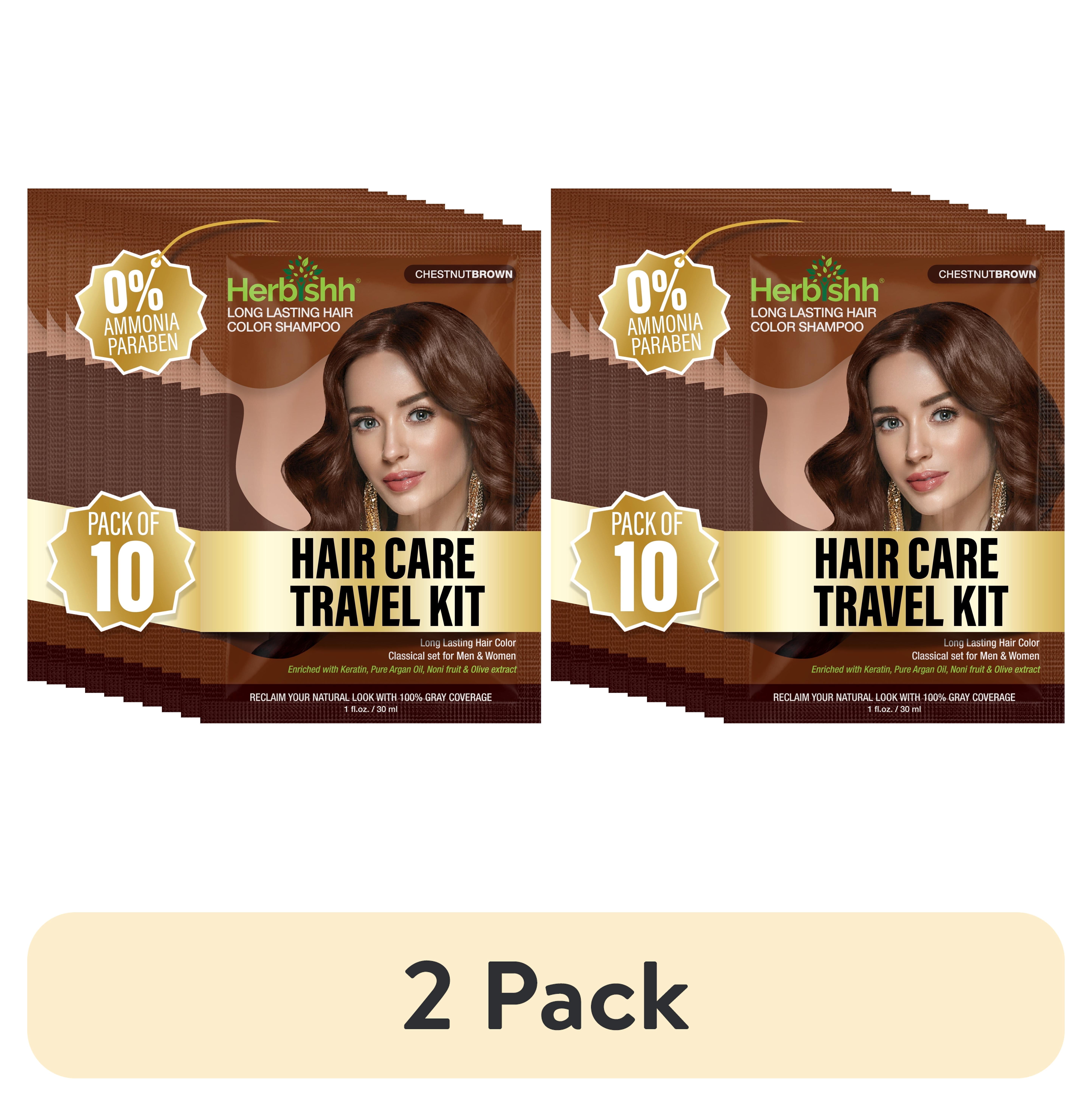 (2 pack) Herbishh Chestnut Brown Color Shampoo for Gray Hair, Hair Dye ...