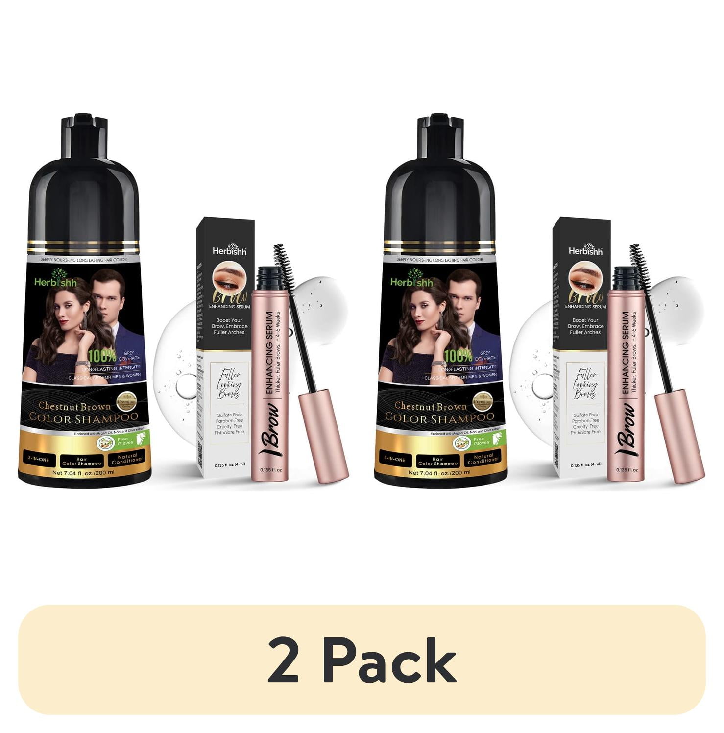 (2 pack) Herbishh Chestnut Brown Shampoo, Hair Dye Shampoo 3 in 1, 100% ...