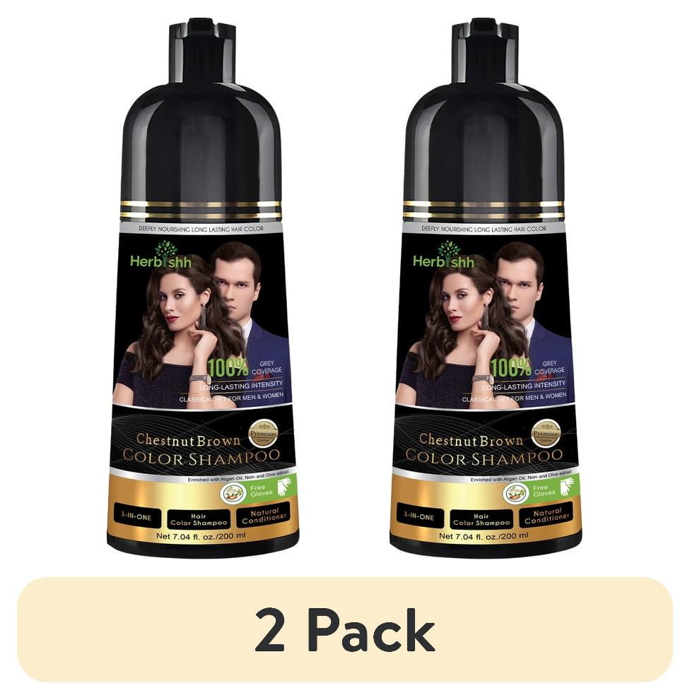 (2 pack) Herbishh Chestnut Brown Shampoo, Hair Dye Shampoo 3 in 1, 100% ...