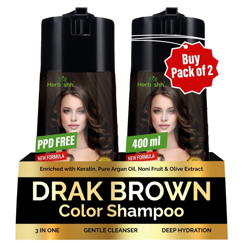 2 Pack Herbishh Golden Dark Brown Ppd Free Hair Color Shampoo For 4034