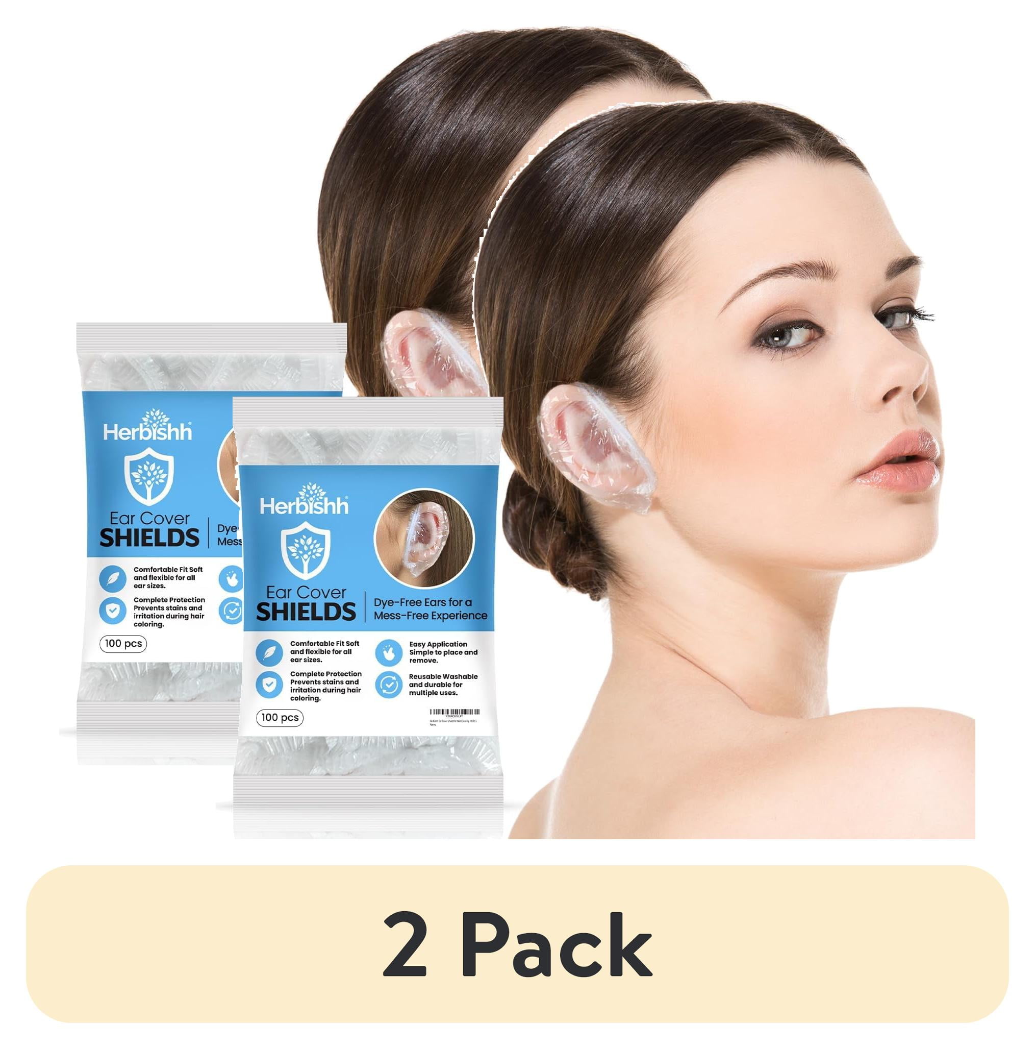 (2 pack) Herbishh Hair Color Ear Shield Covers, Reusable Hair Dye Stain ...