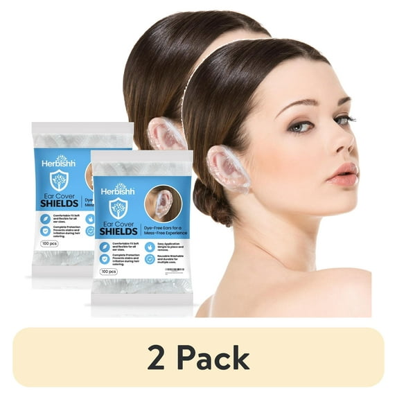 (2 pack) Herbishh Hair Color Ear Shield Covers, Reusable Hair Dye Stain ...