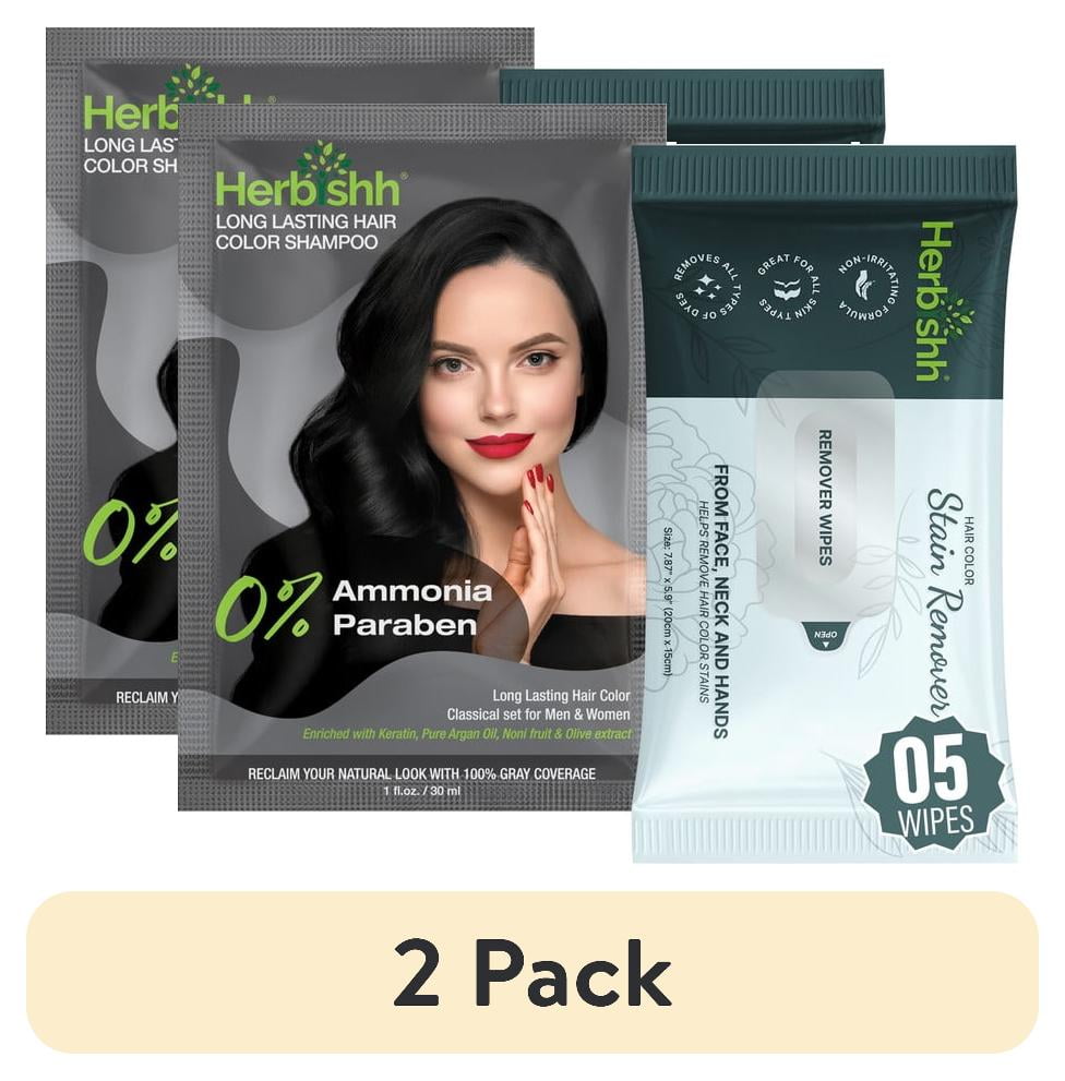 (2 pack) Herbishh Hair Dye Shampoo Black Color 3-in-1 Travel Pack (30ml ...