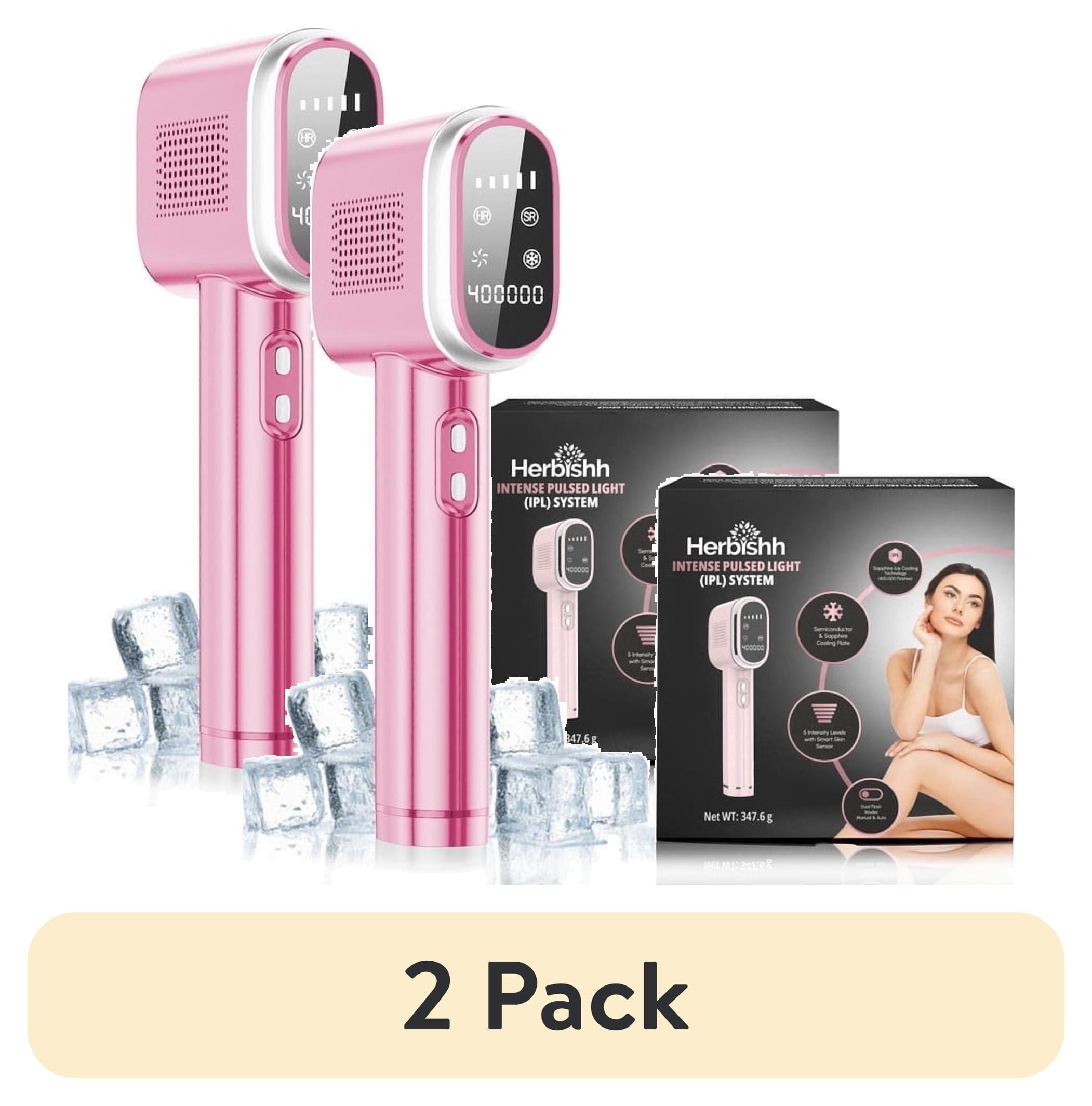 (2 pack) Herbishh IPL Pink Hair Removal Device in Pink with Cooling ...