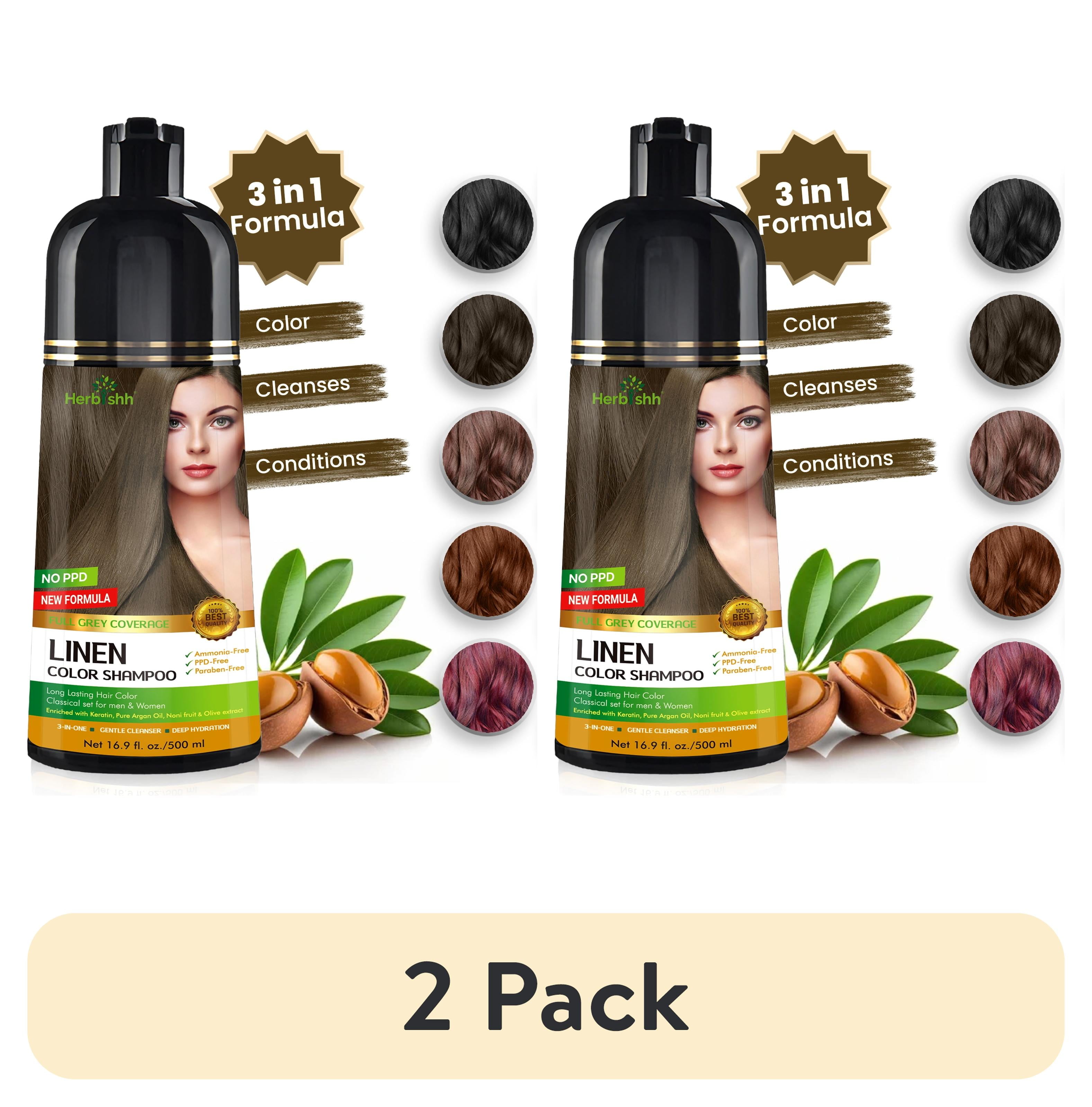 (2 pack) Herbishh Linen Hair Color Shampoo for Gray Hair, Hair Dye ...