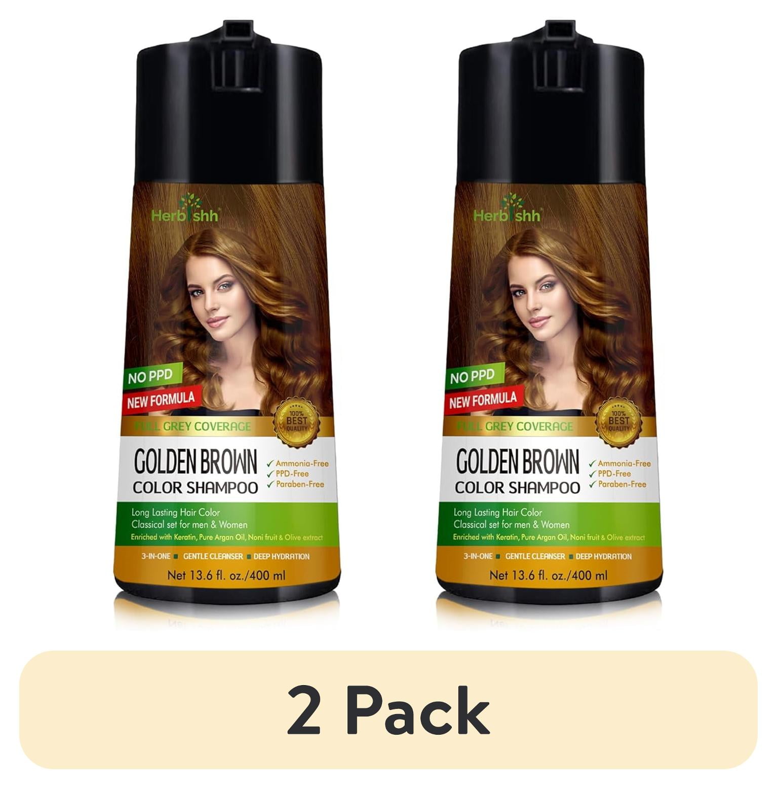 (2 pack) Herbishh Ultimate Combo Hair Color Shampoo Golden Brown 400ml ...